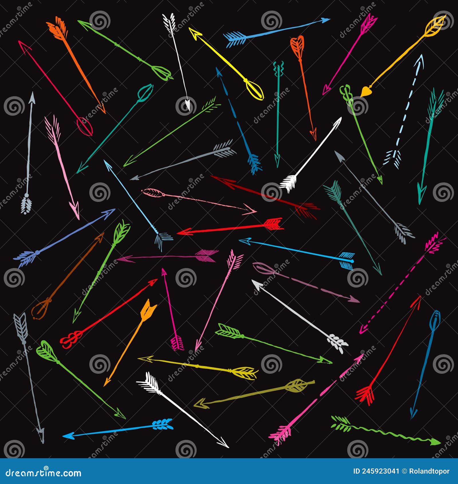 Vector Collection Colour Hand-drawn Arrows Stock Vector - Illustration ...