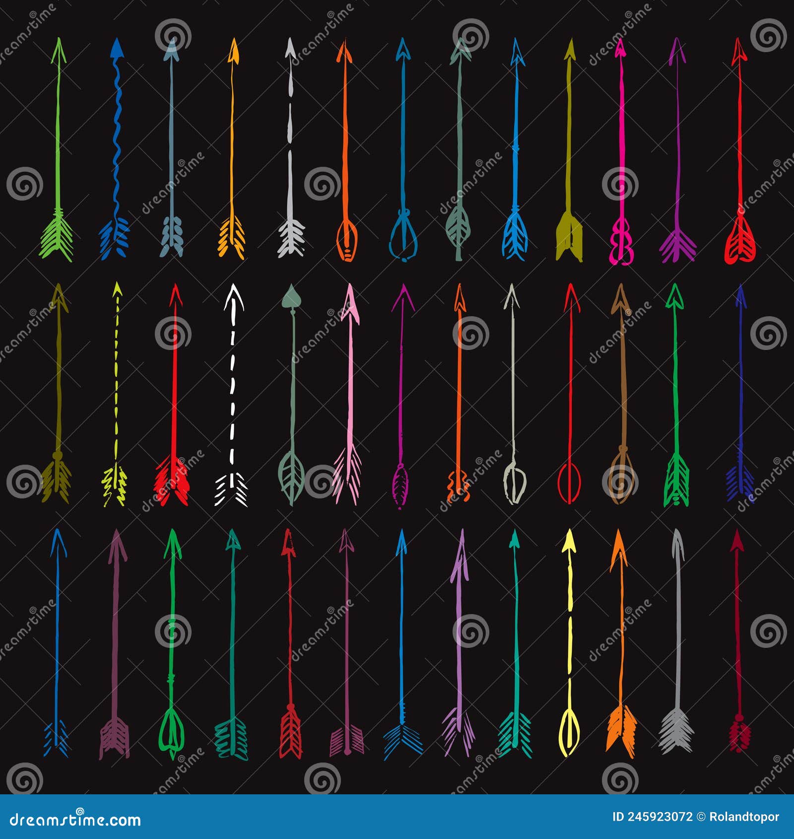 Vector Collection Colour Hand-drawn Arrows Stock Vector - Illustration ...