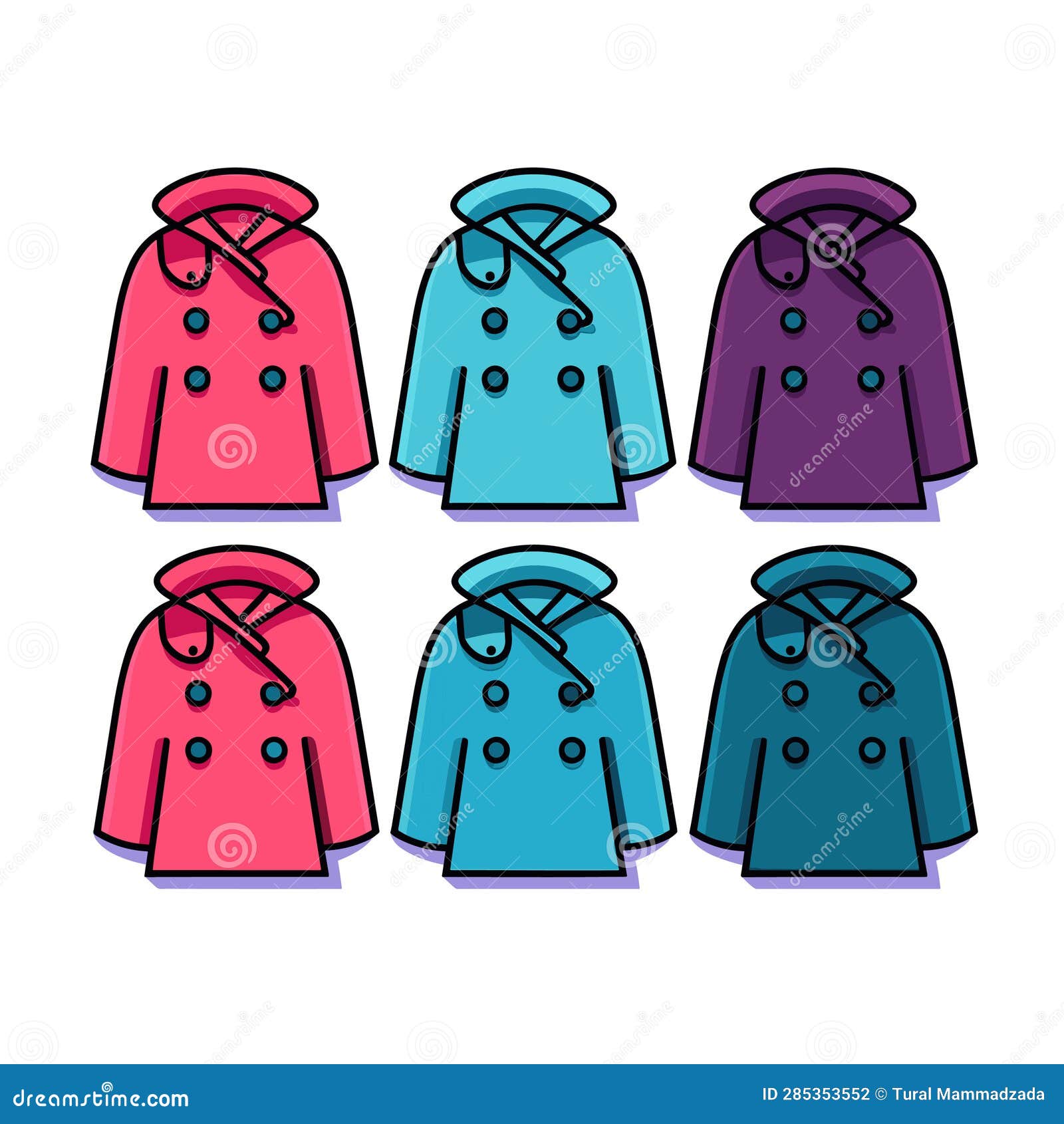Vector of a Collection of Colorful Coats Hanging on a Rack Stock Vector ...