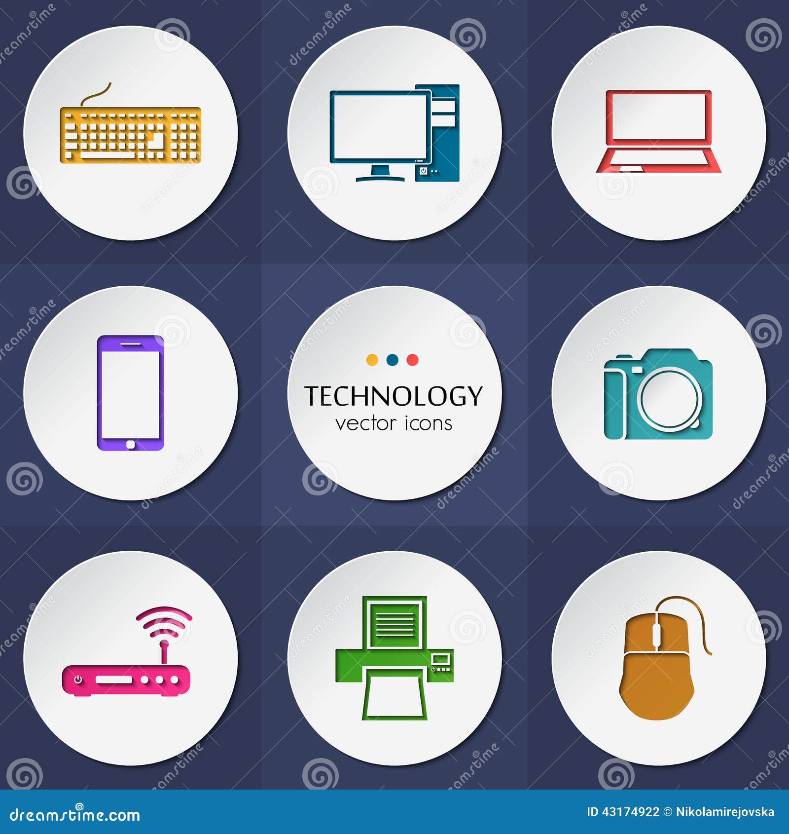 Vector Collection of Colorful Flat Technology. Stock Vector ...