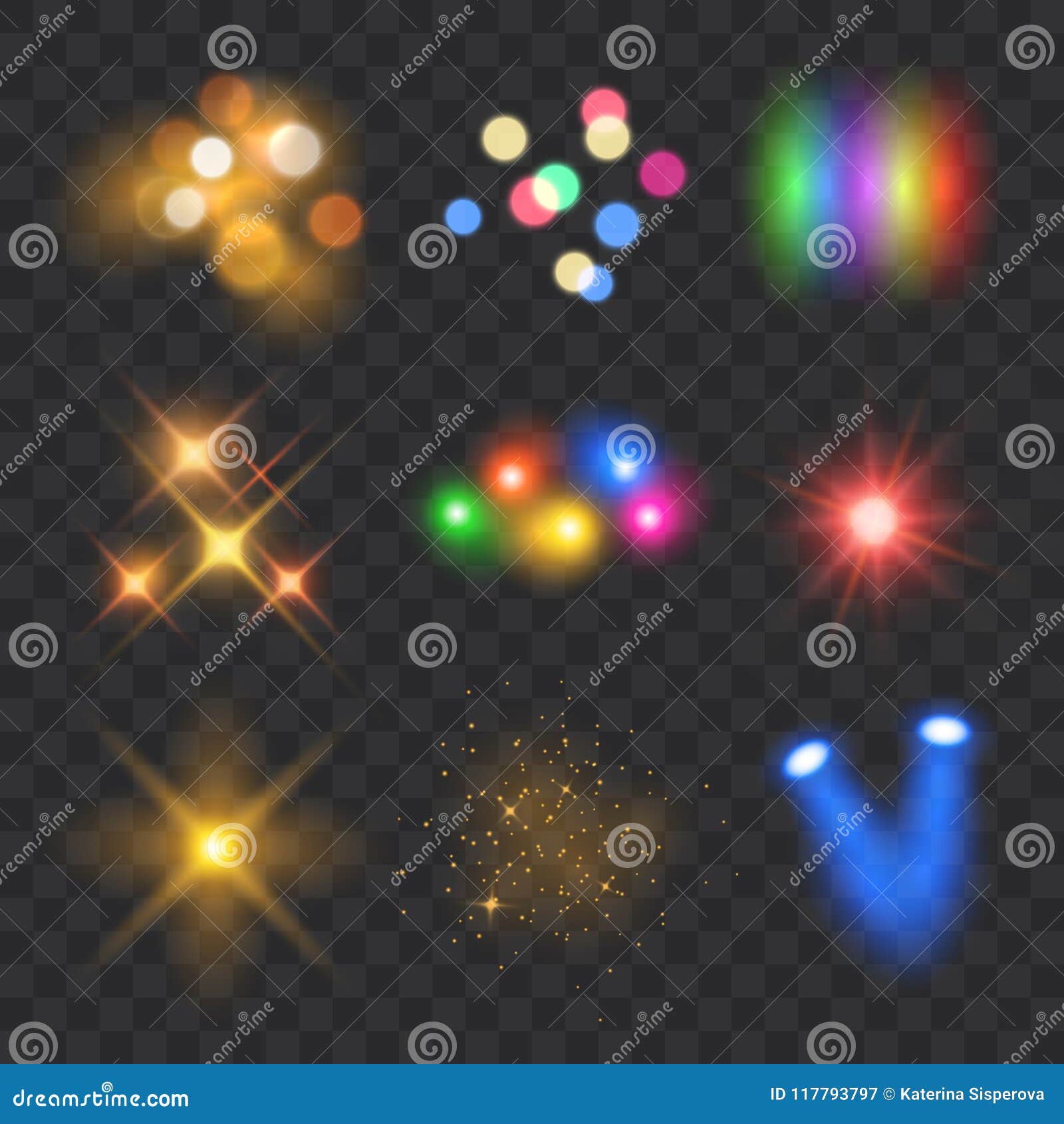 Vector Collection of Colorful Light Effects Isolated on Transparent ...