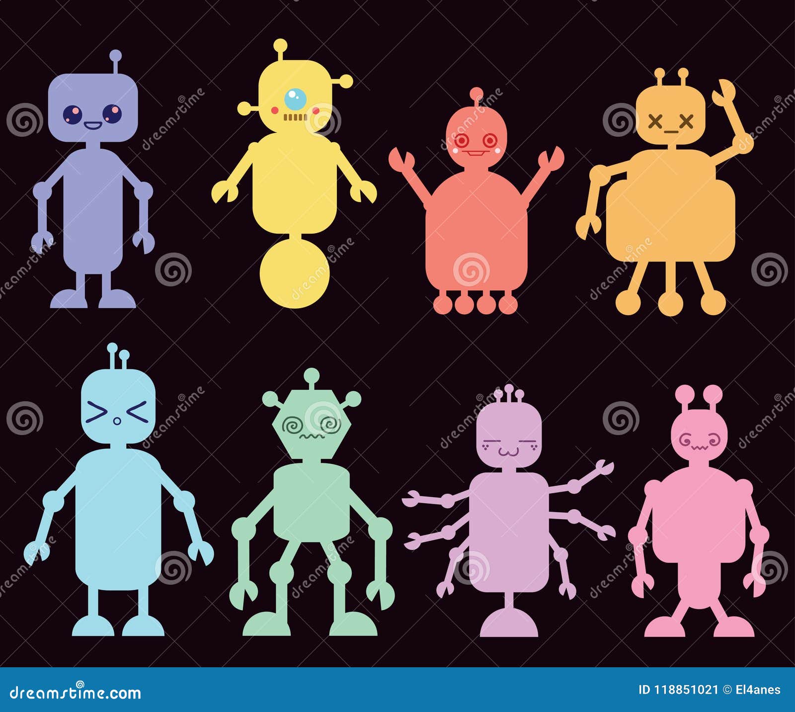 Vector Collection of Colorful Robots Stock Vector - Illustration of ...
