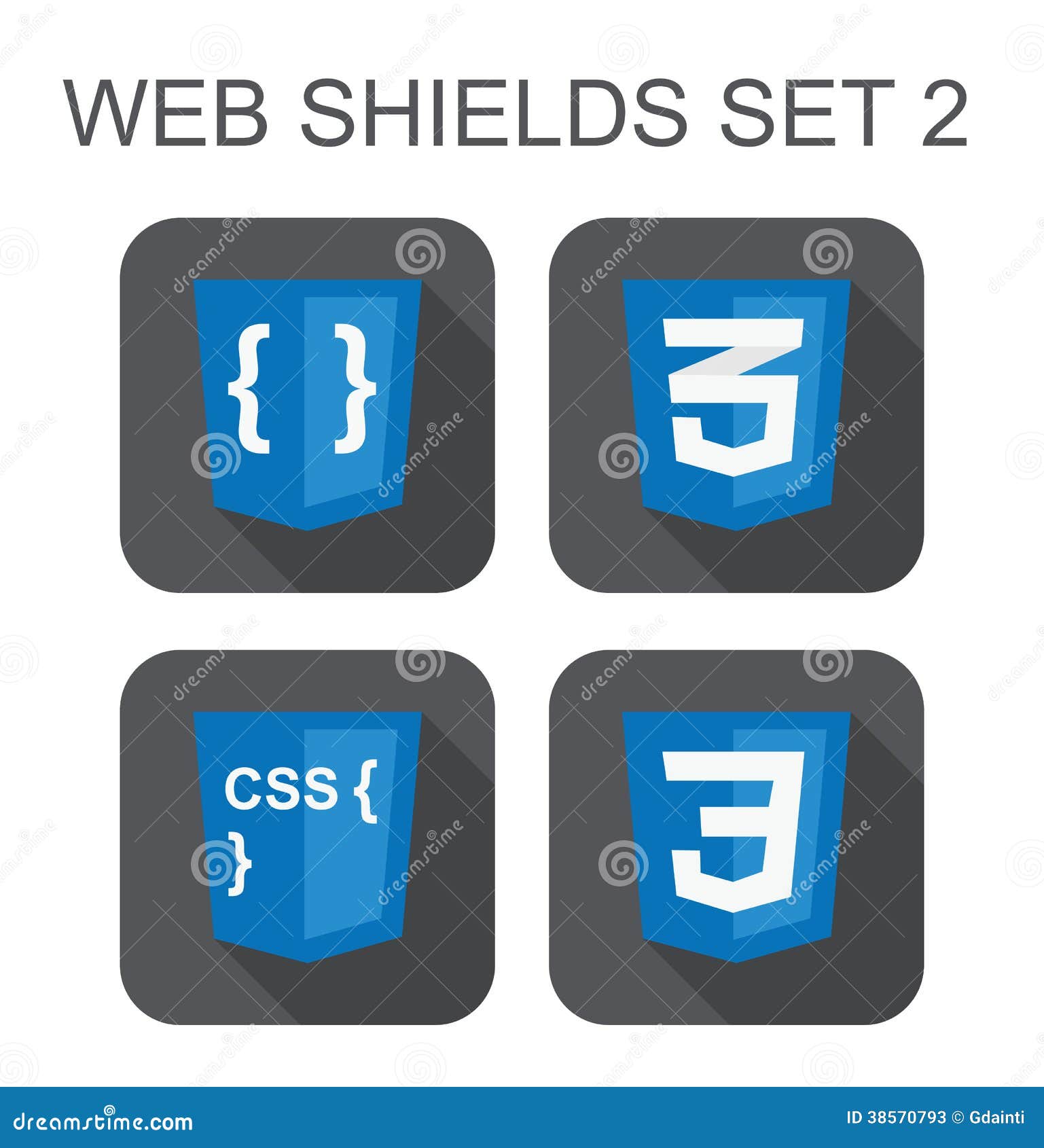 Vector Collection of Css Web Development Shield Signs: Css3, Sty Stock ... Vector Collection of Css Web Development Shield Signs: Css3, Sty Stock ...
