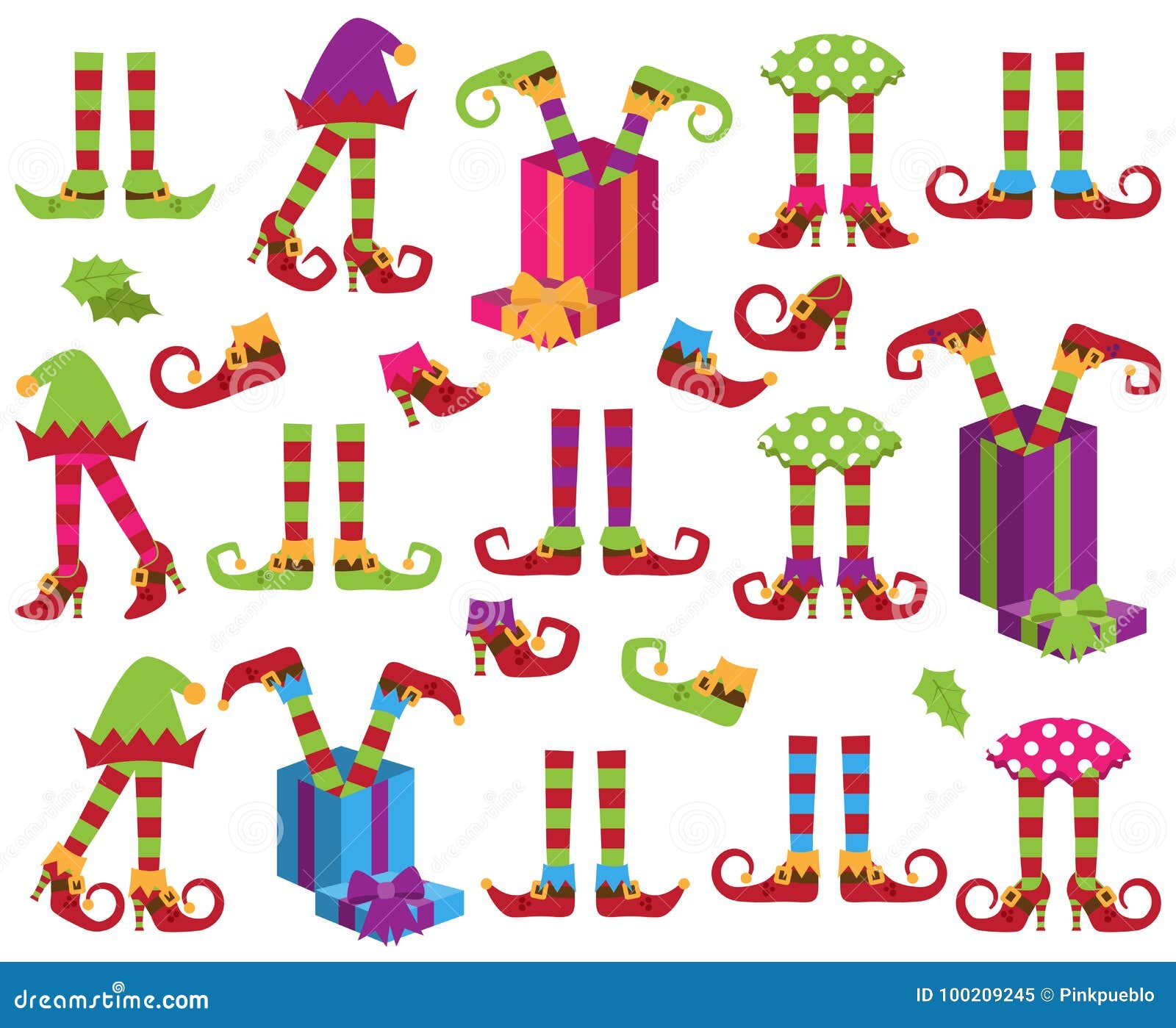 Vector Collection of Cute Christmas Holiday Elf Feet Stock Vector ...