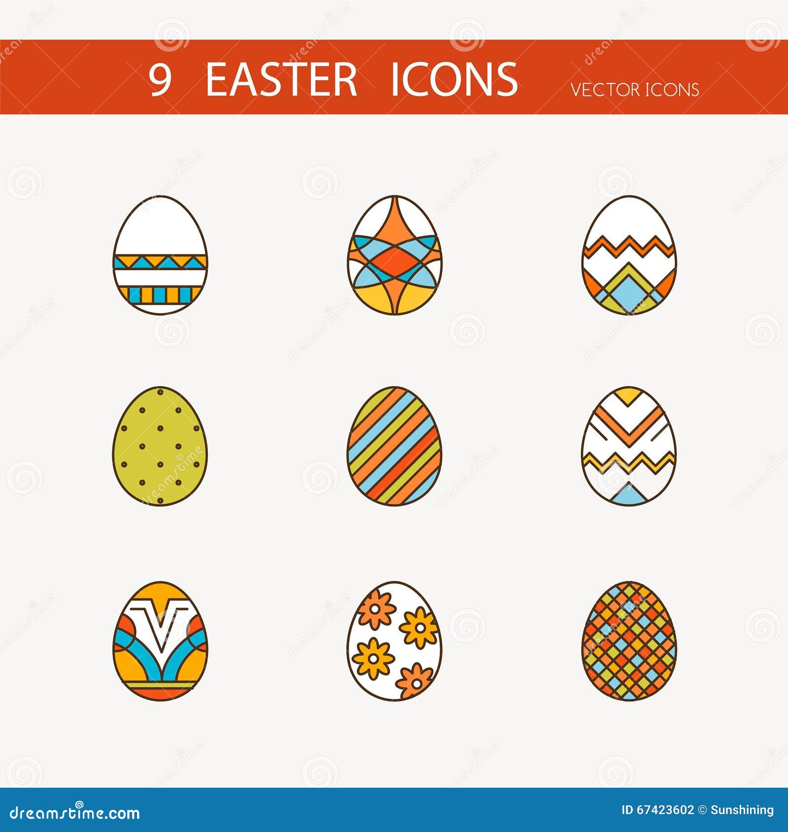 7Vector Collection of Cute Easter Icons for Your Card or Invitation ...