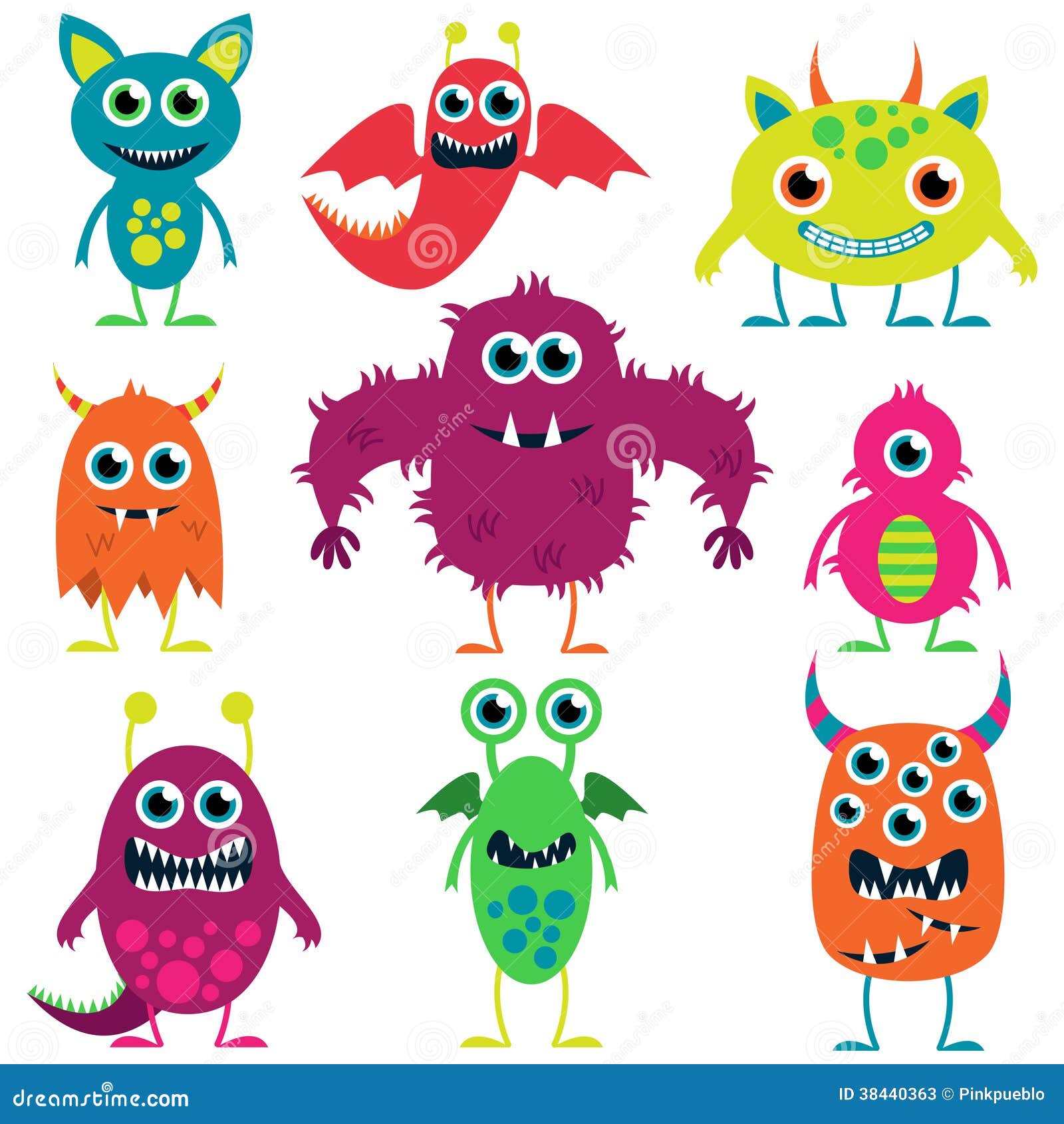 Vector Collection of Cute Monsters Stock Vector - Illustration of ...
