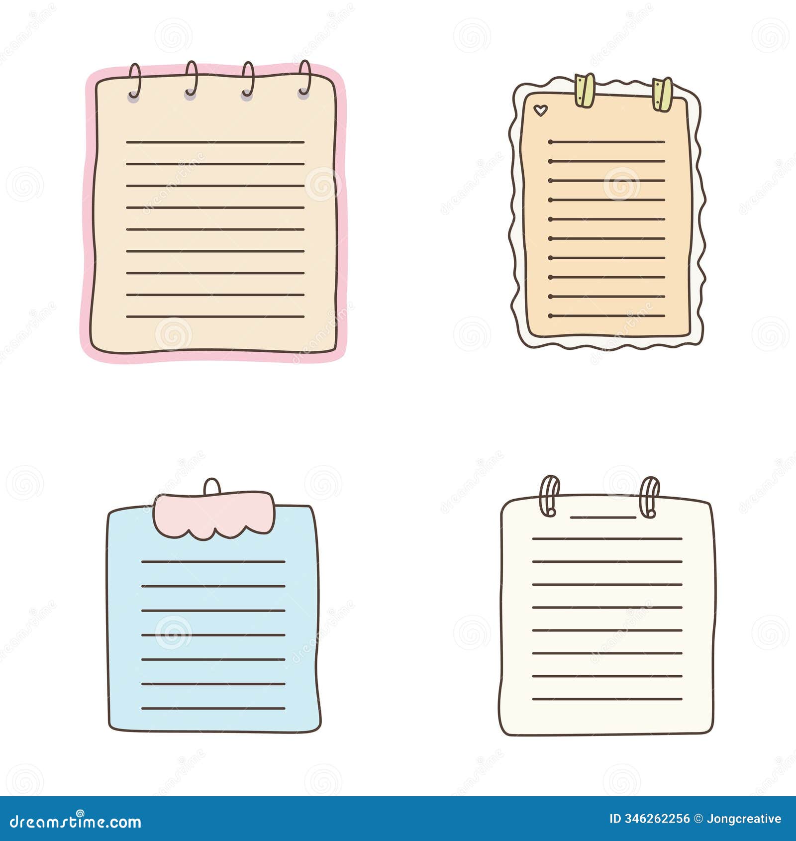 Vector Collection of Cute Pastel Empty Line Note Paper Page Sheet Stock ...
