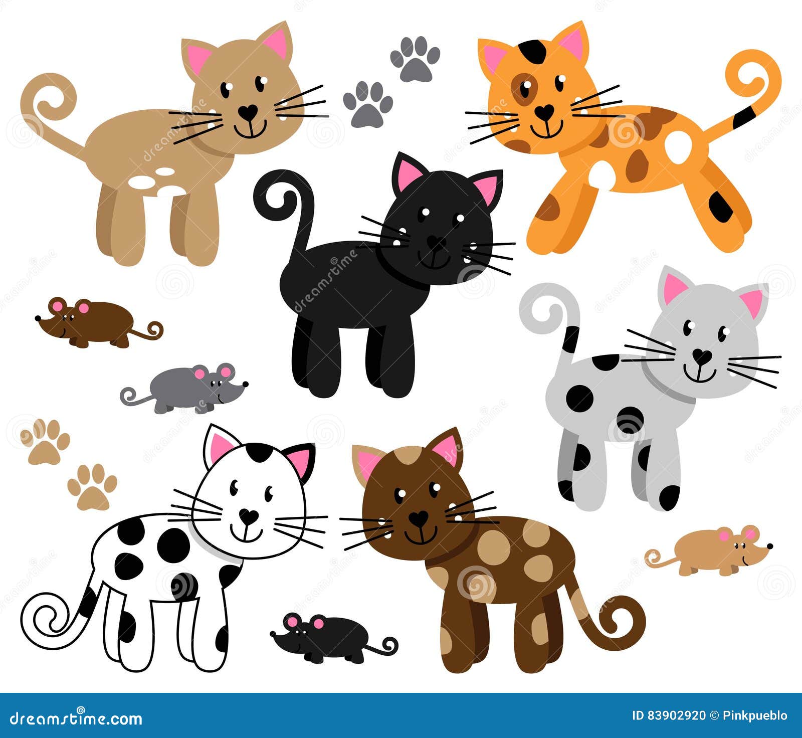 Vector Collection of Cute and Playful Cats Stock Vector - Illustration ...