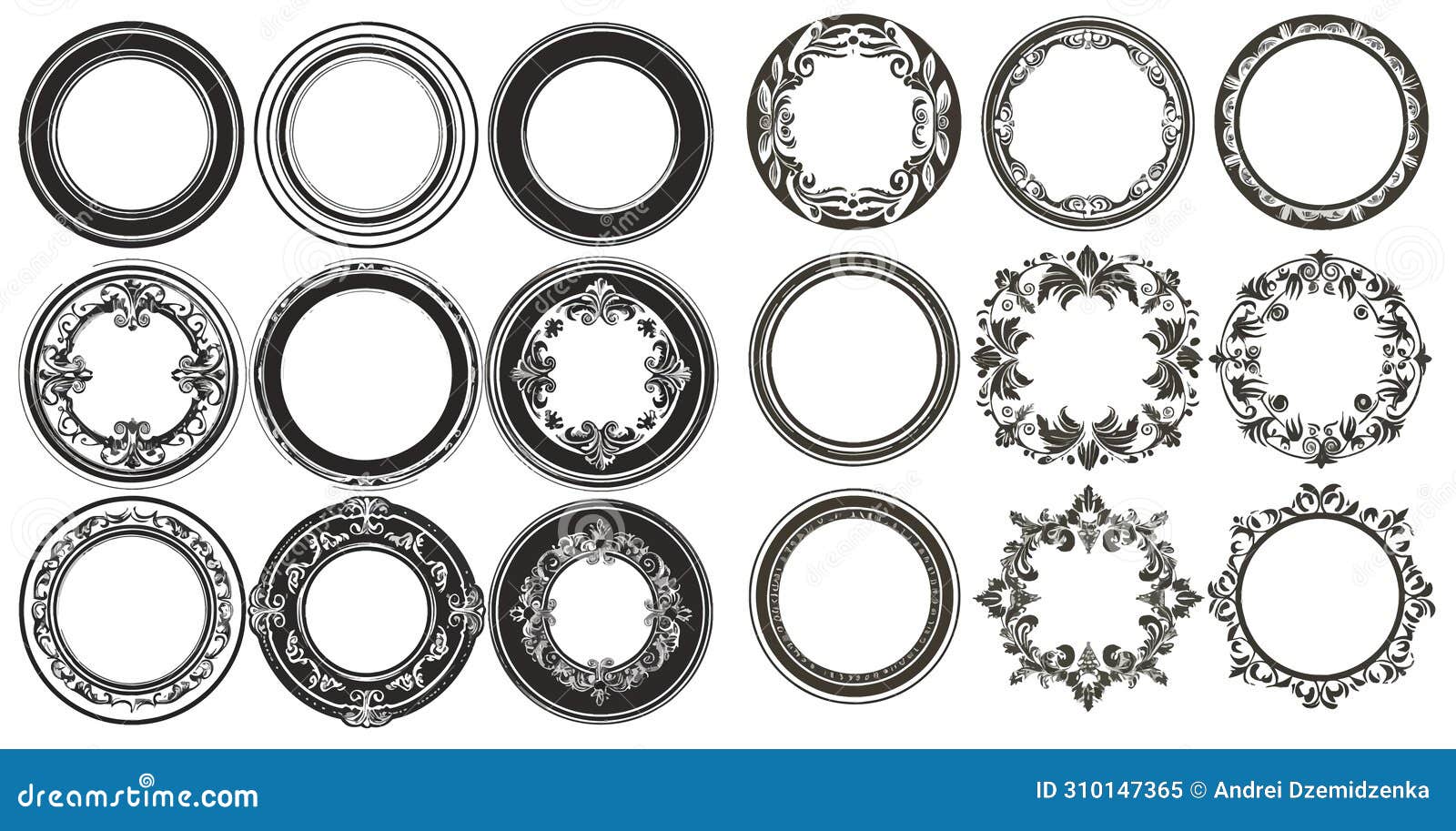 Vector Collection of Decorative Circle Frames. Design Elements Stock ...