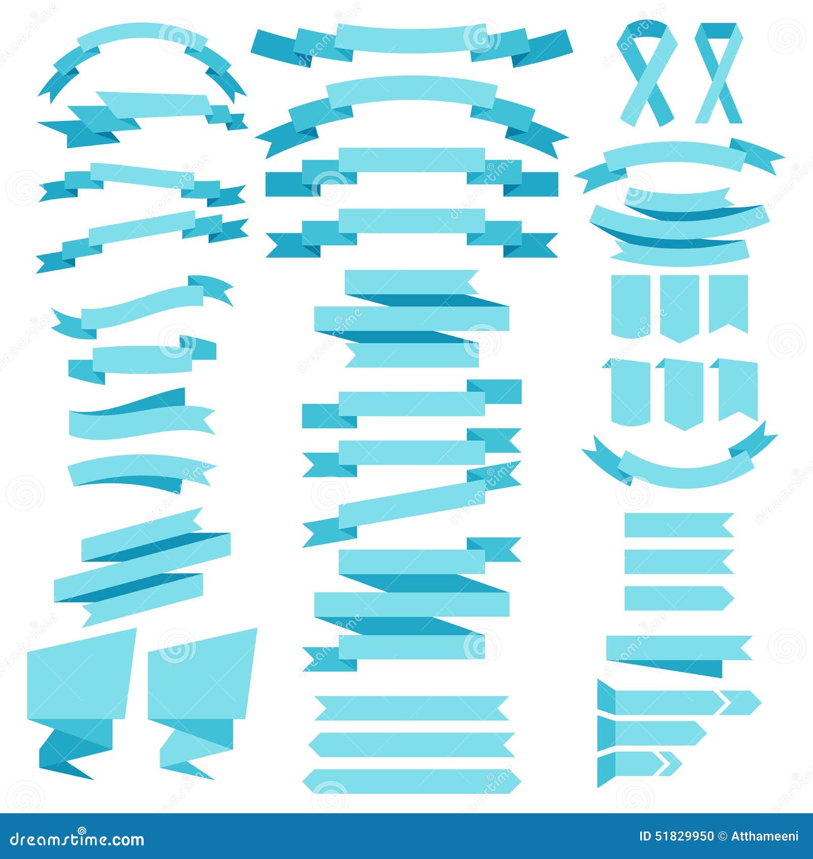 Vector Collection of Decorative Design Elements - Blue Ribbons a Stock ...