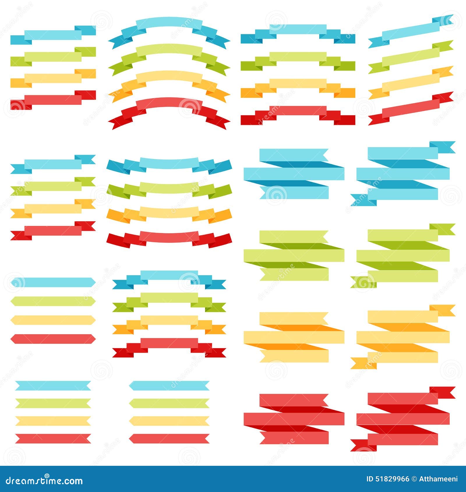 Vector Collection of Decorative Design Elements - Colorful Ribbo Stock ...