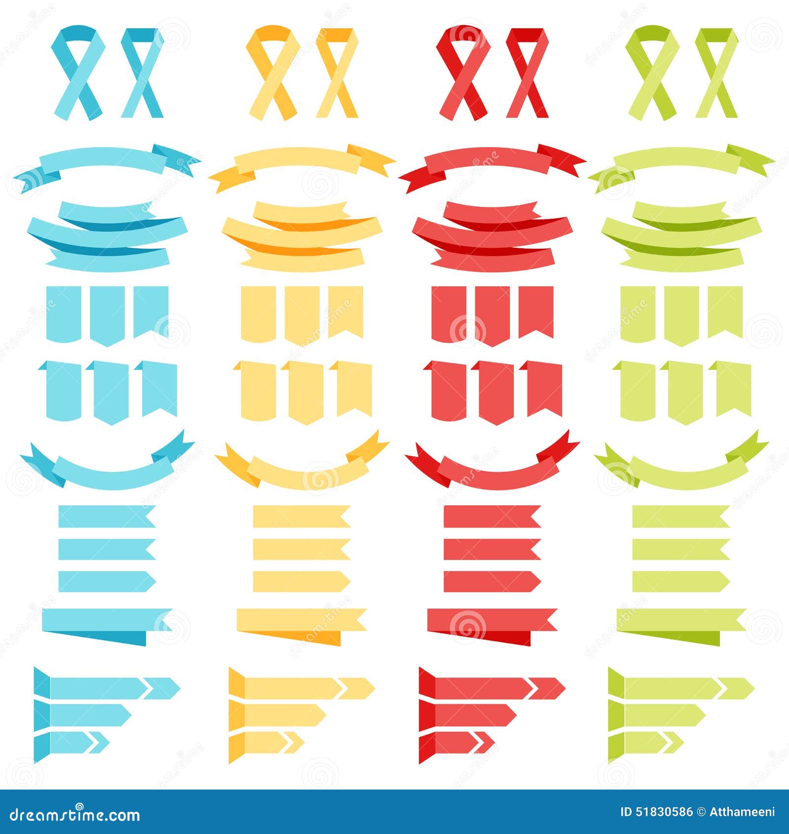 Vector Collection of Decorative Design Elements - Colorful Ribbo Stock ...