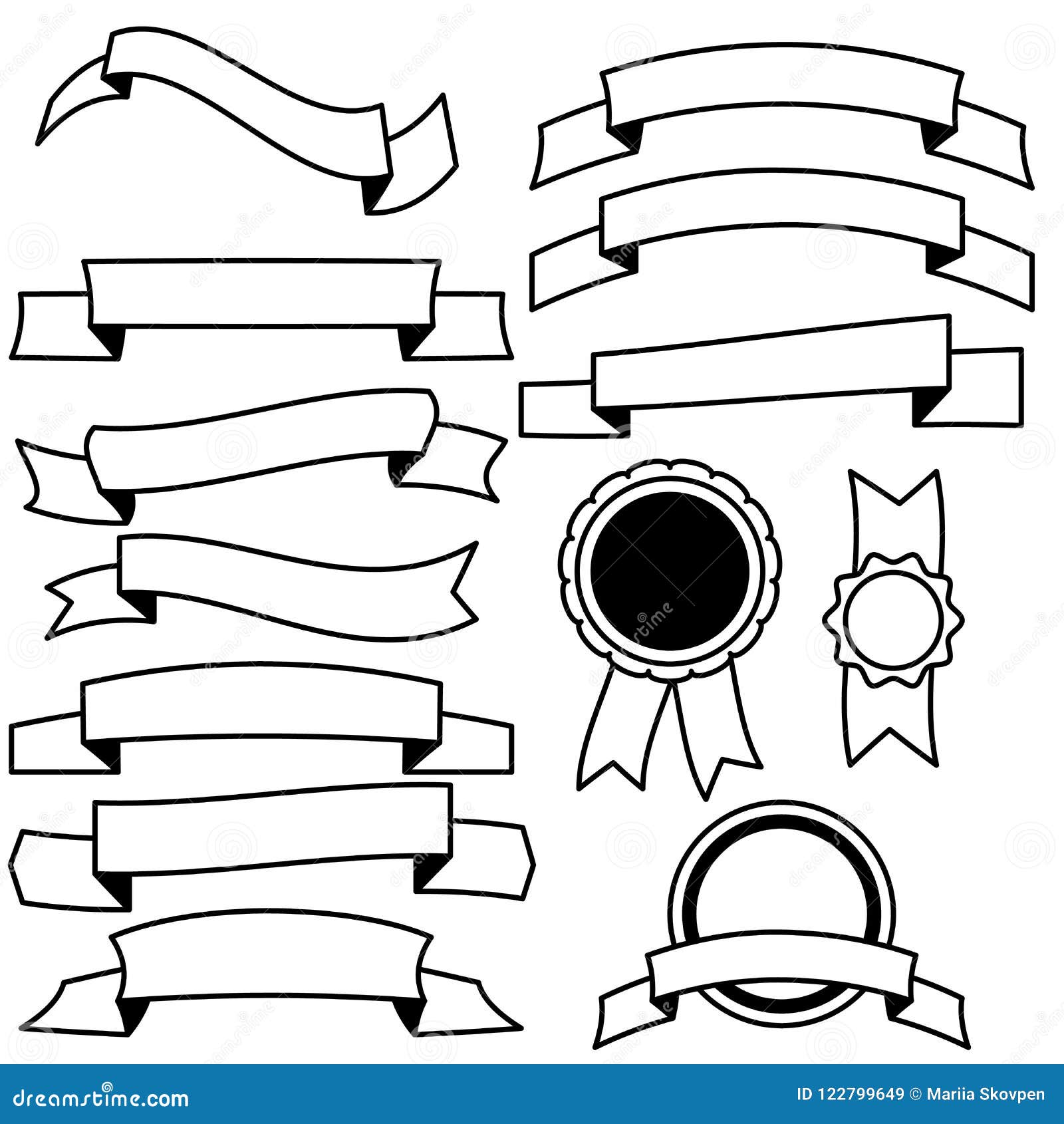 Vector Collection of Decorative Design Line Elements - Ribbons, Labels ...