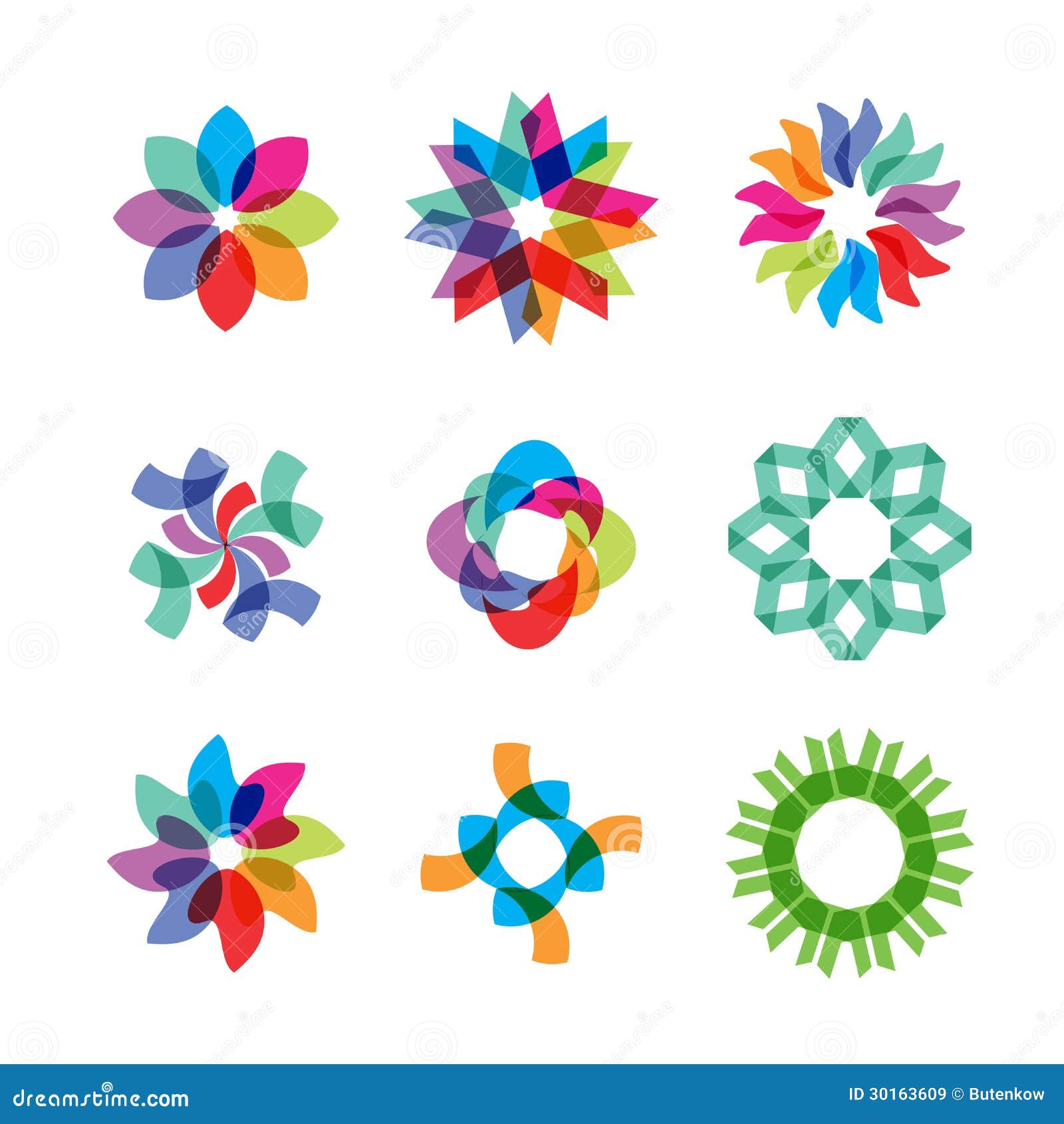 Colored flower icons stock vector. Illustration of attention - 30163609