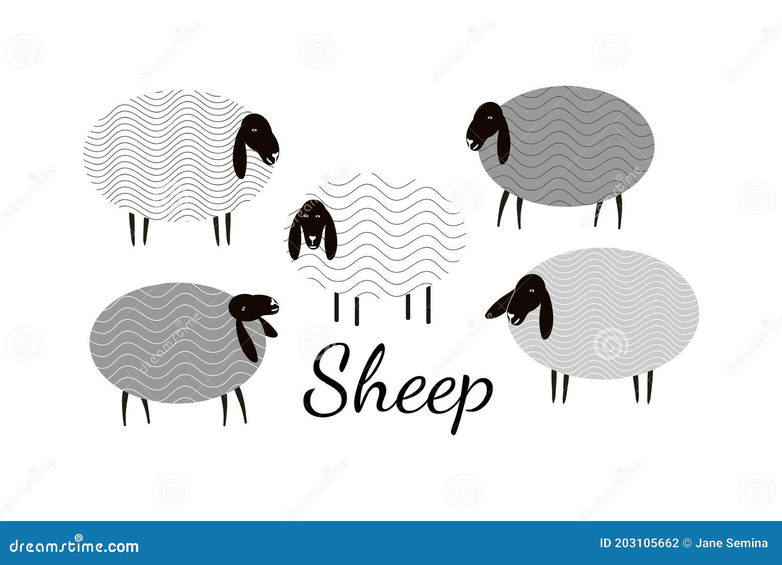 Vector Collection with Different Sheeps. Sheep Made of Abstract Shapes ...