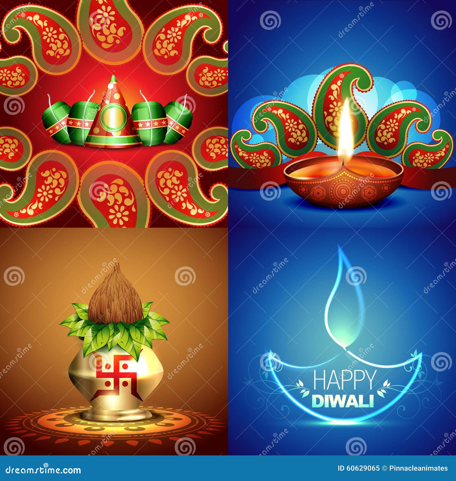 Vector Collection of Different Types of Diwali Background Illust Stock ...