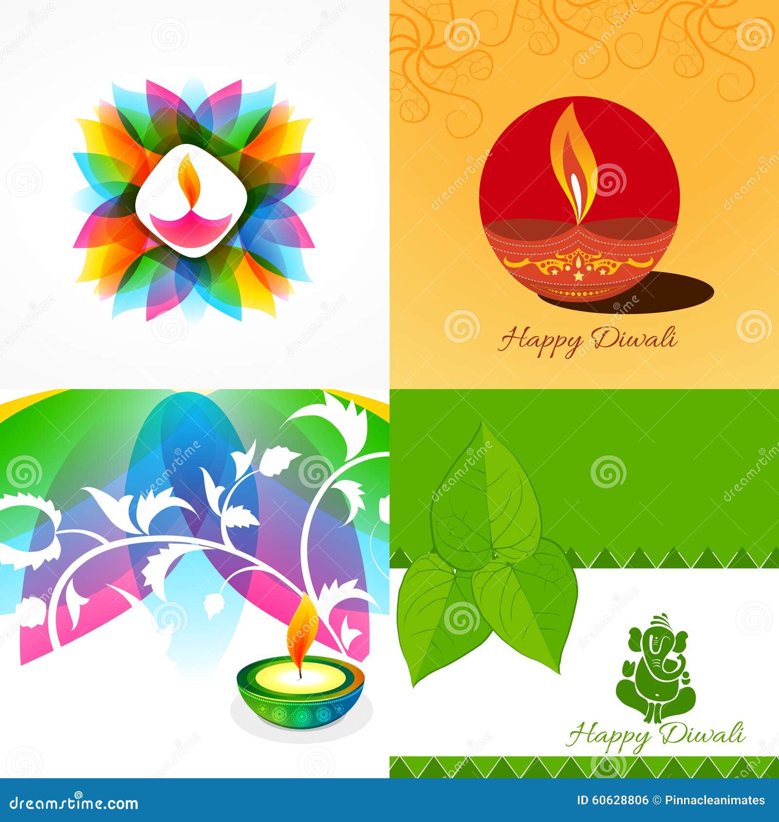 Vector Collection of Different Types of Diwali Background Illust Stock ...