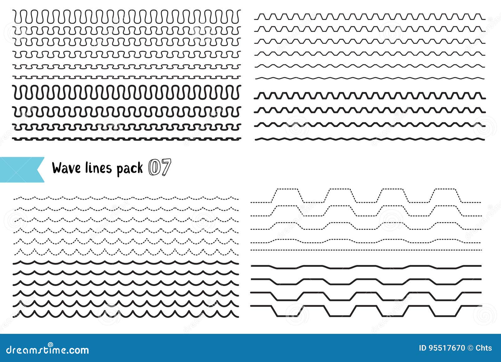 Vector Collection of Different Wave with a Very Strong Vibration Stock ...