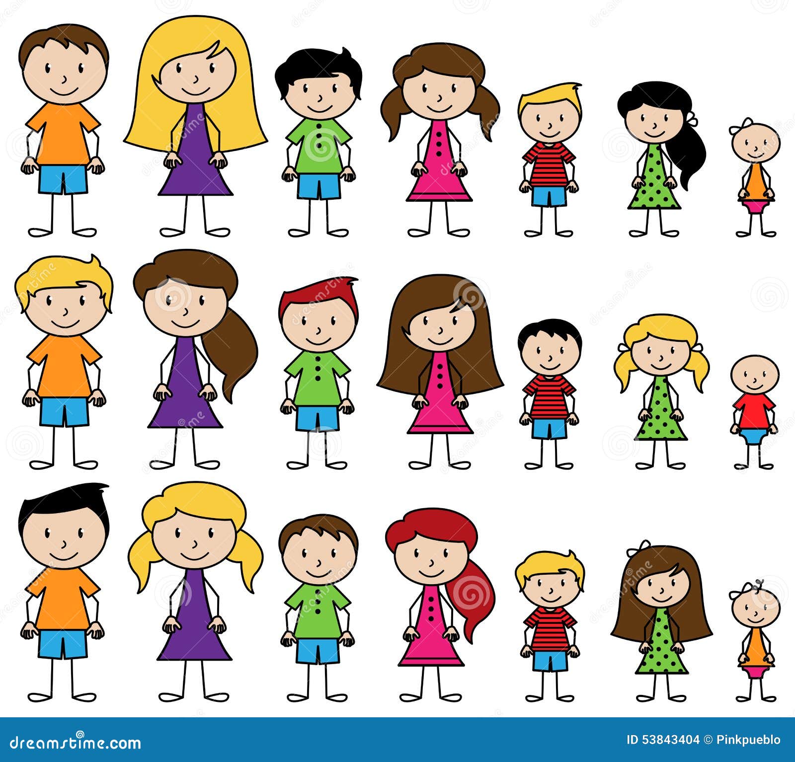 Stick Family In Color