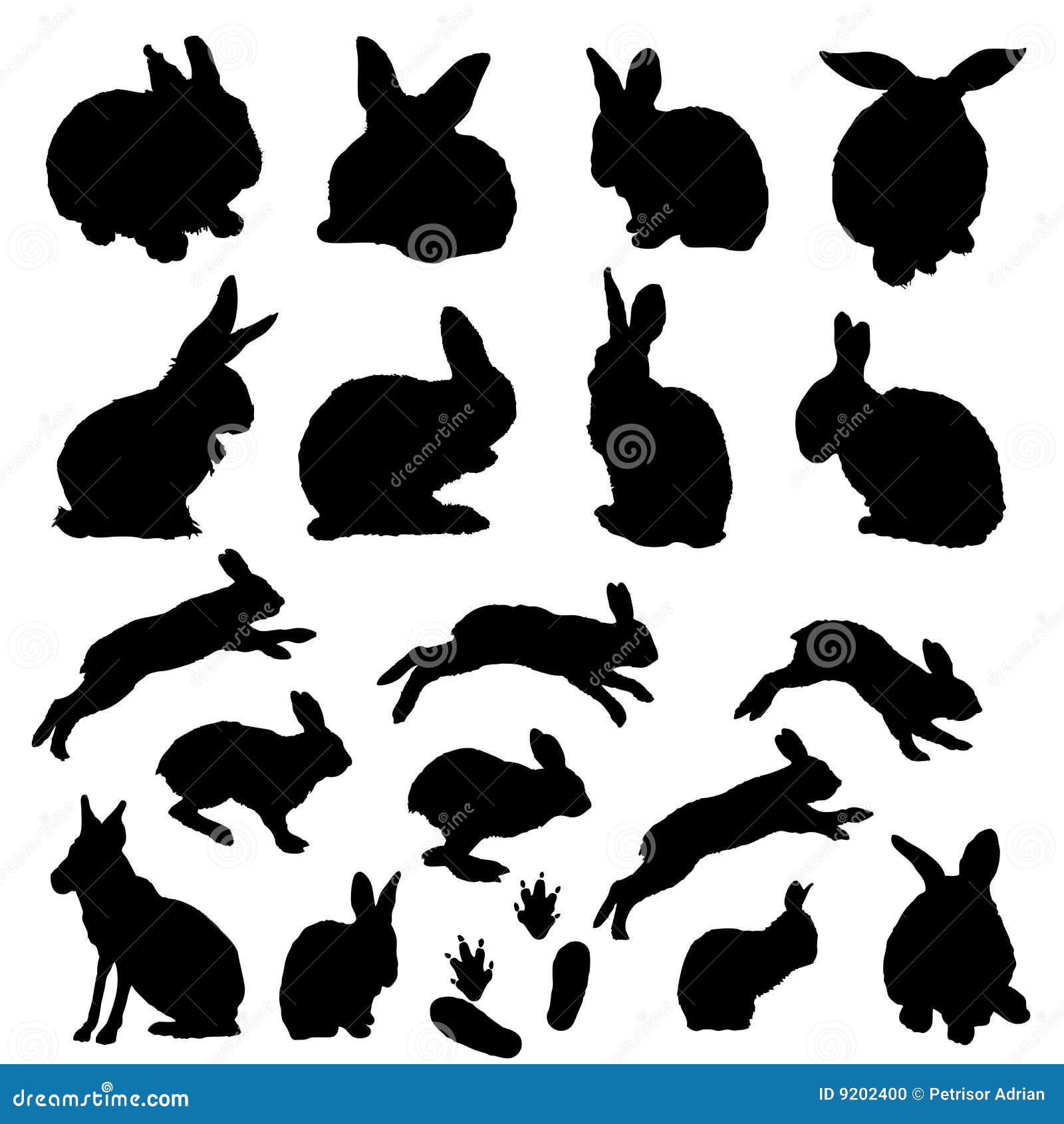 Vector Collection of Easter Bunny Silhouettes Stock Vector ...