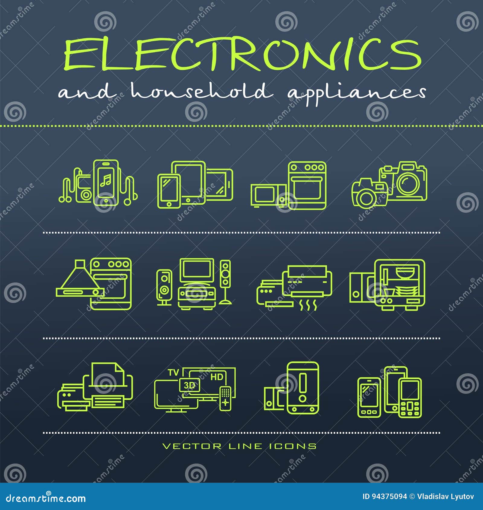 A Vector Collection of Electronics and Home Appliance Icons and Stock ...