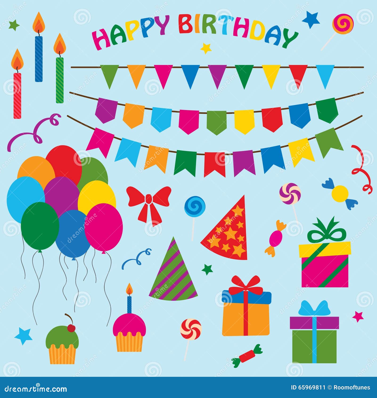 Vector Collection of Elements for Birthday Party Stock Vector ...