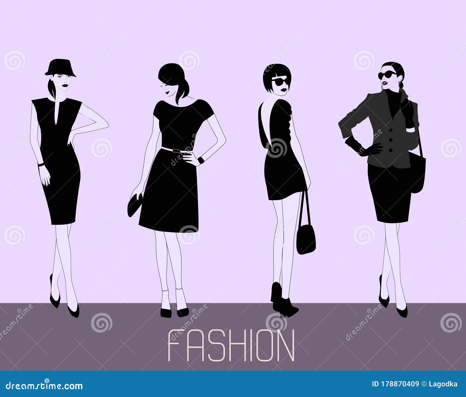 Collection of Fashion Women Stock Vector - Illustration of shape ...