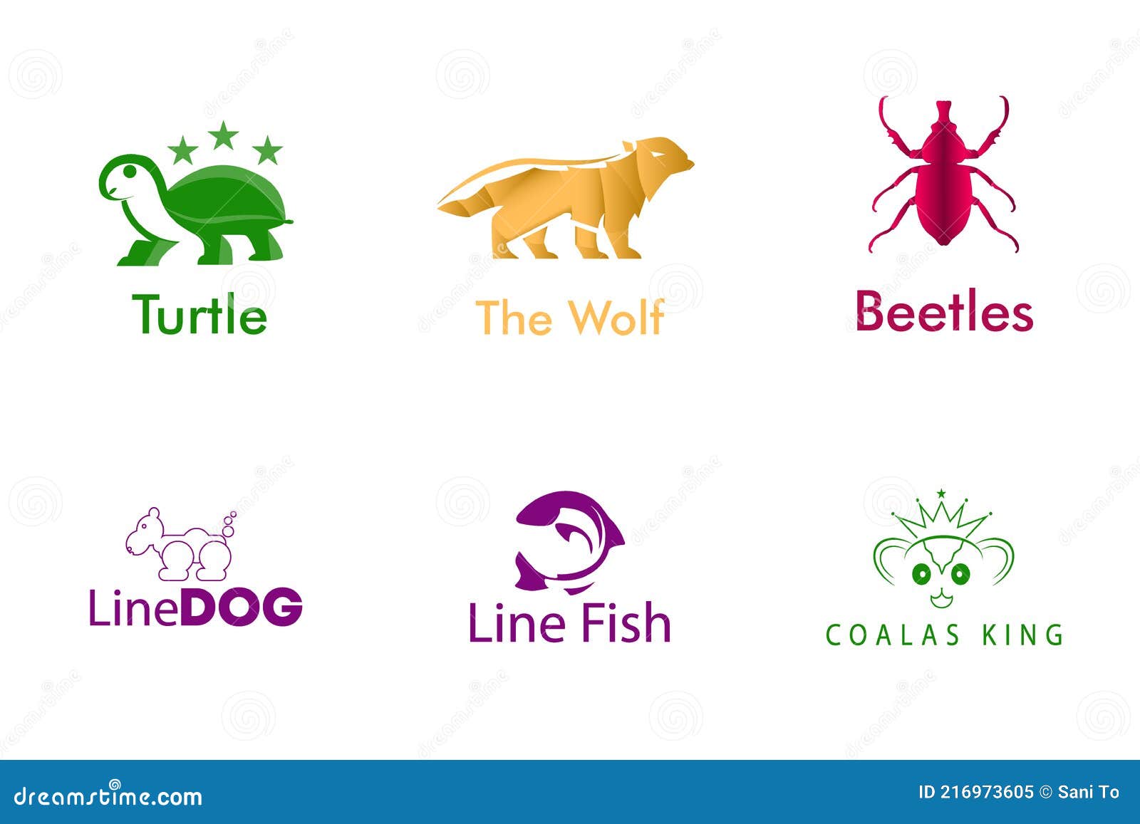 Vector Collection of Flat Animal Theme Logo Designs Stock Vector ...