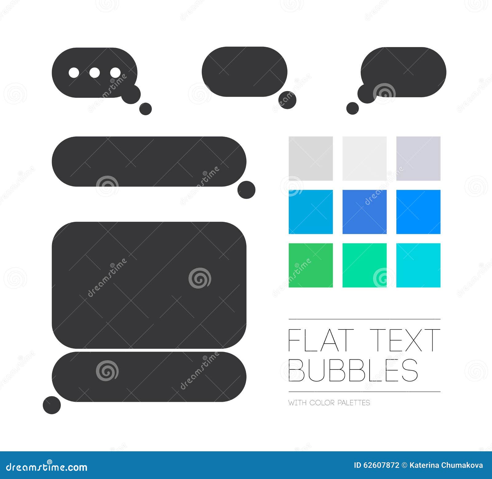 Vector Collection of Flat Text Balloons. Stock Vector - Illustration of ...