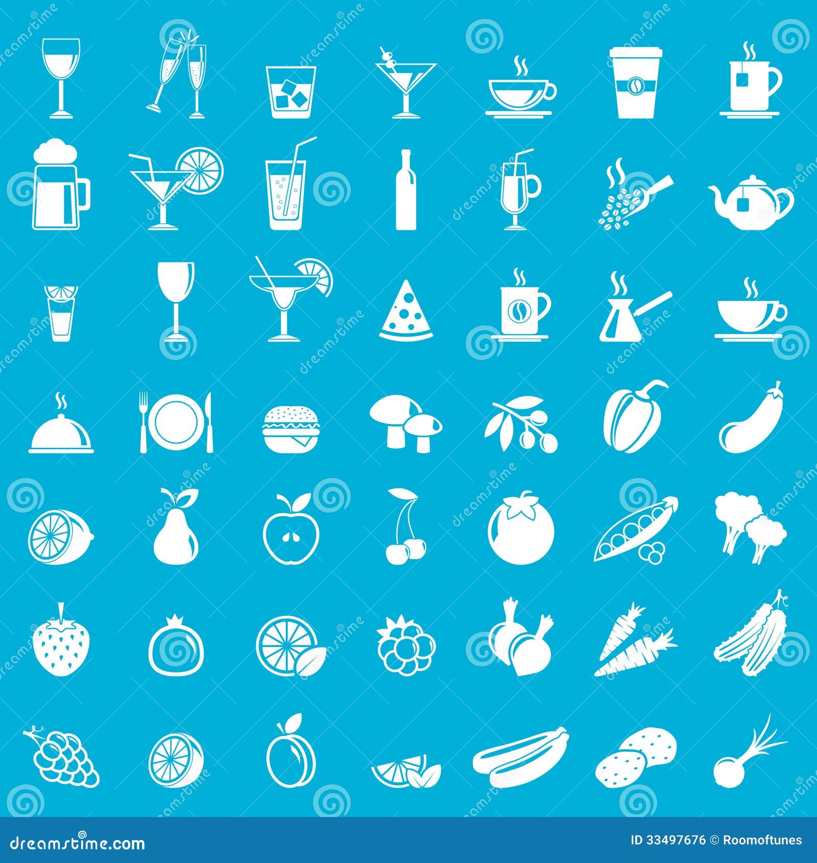 Vector Collection: Food Icons Stock Vector - Illustration of orange ...