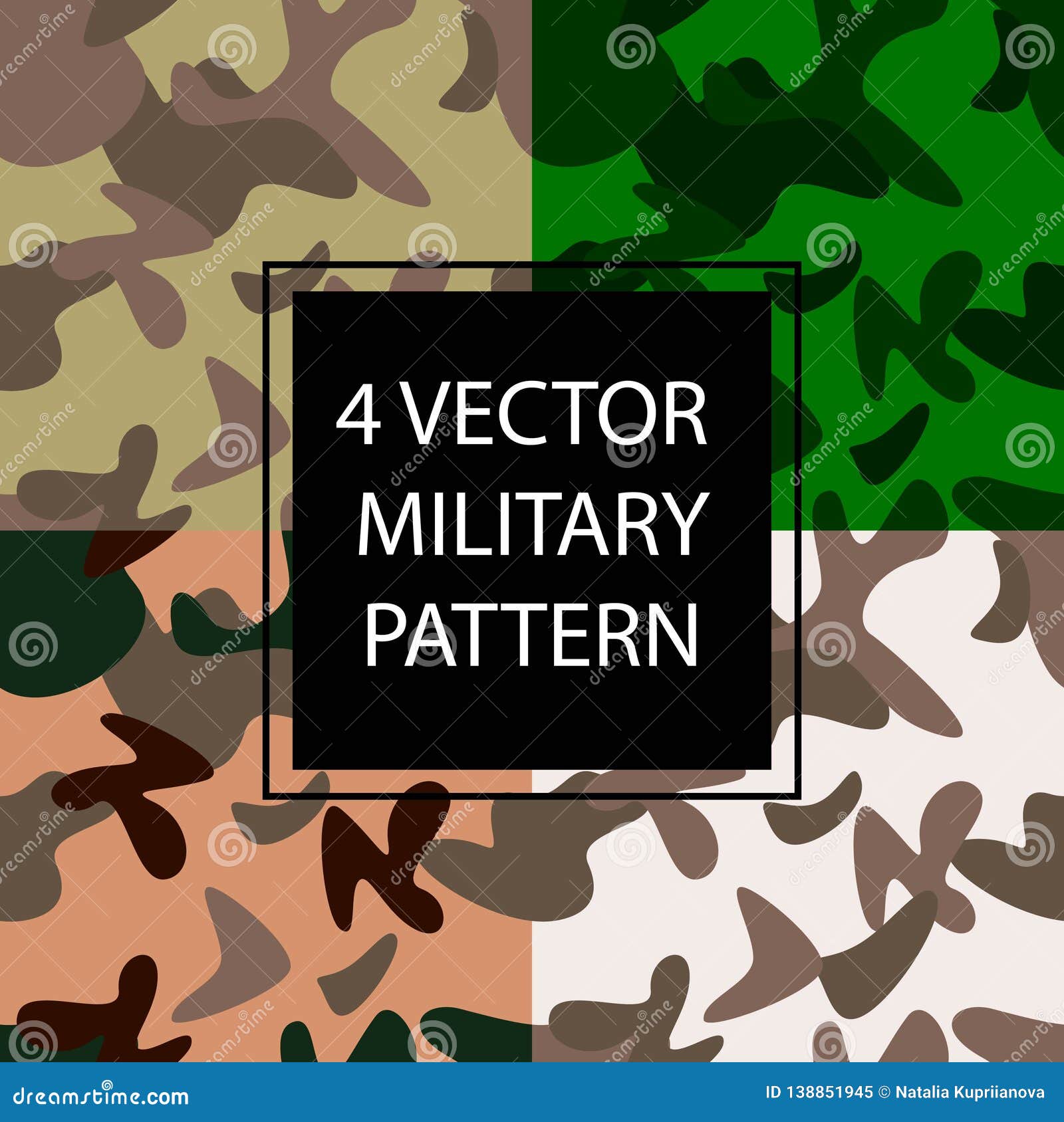 Vector Collection of Four Military Seamless Patterns Stock Vector ...