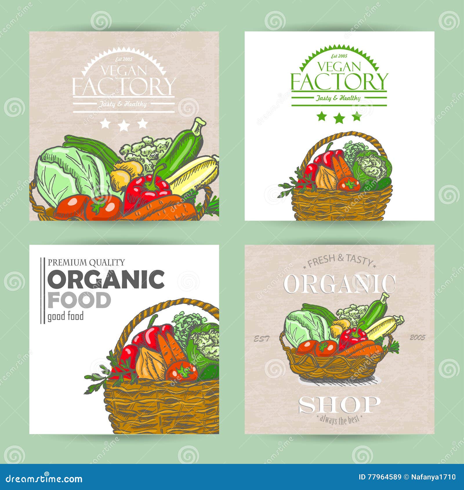 Vector Collection of Four Vegetable Banners Stock Vector - Illustration ...
