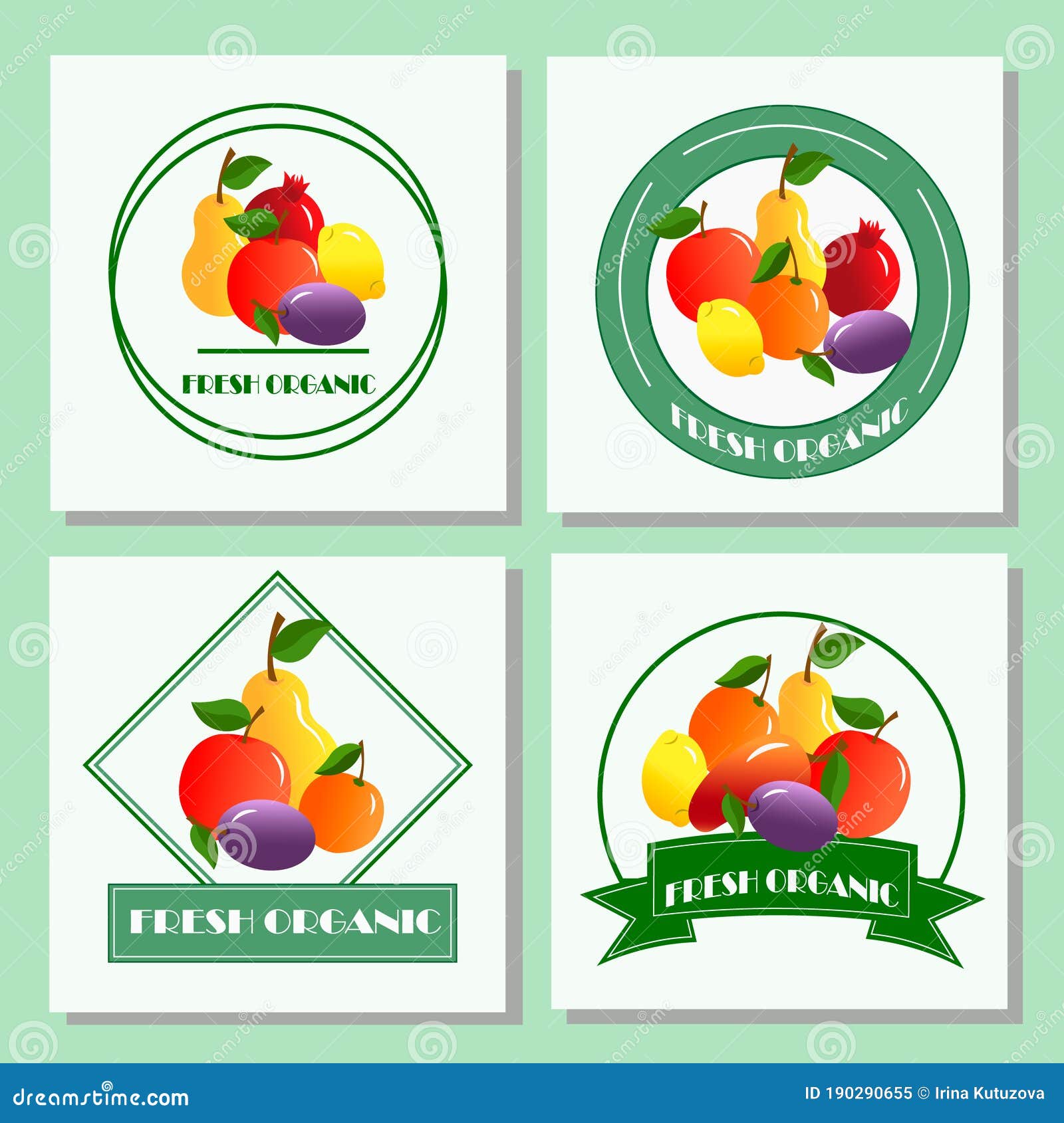 Set of Fruits with a Logo Icon. Vector Illustration. Stock Vector ...