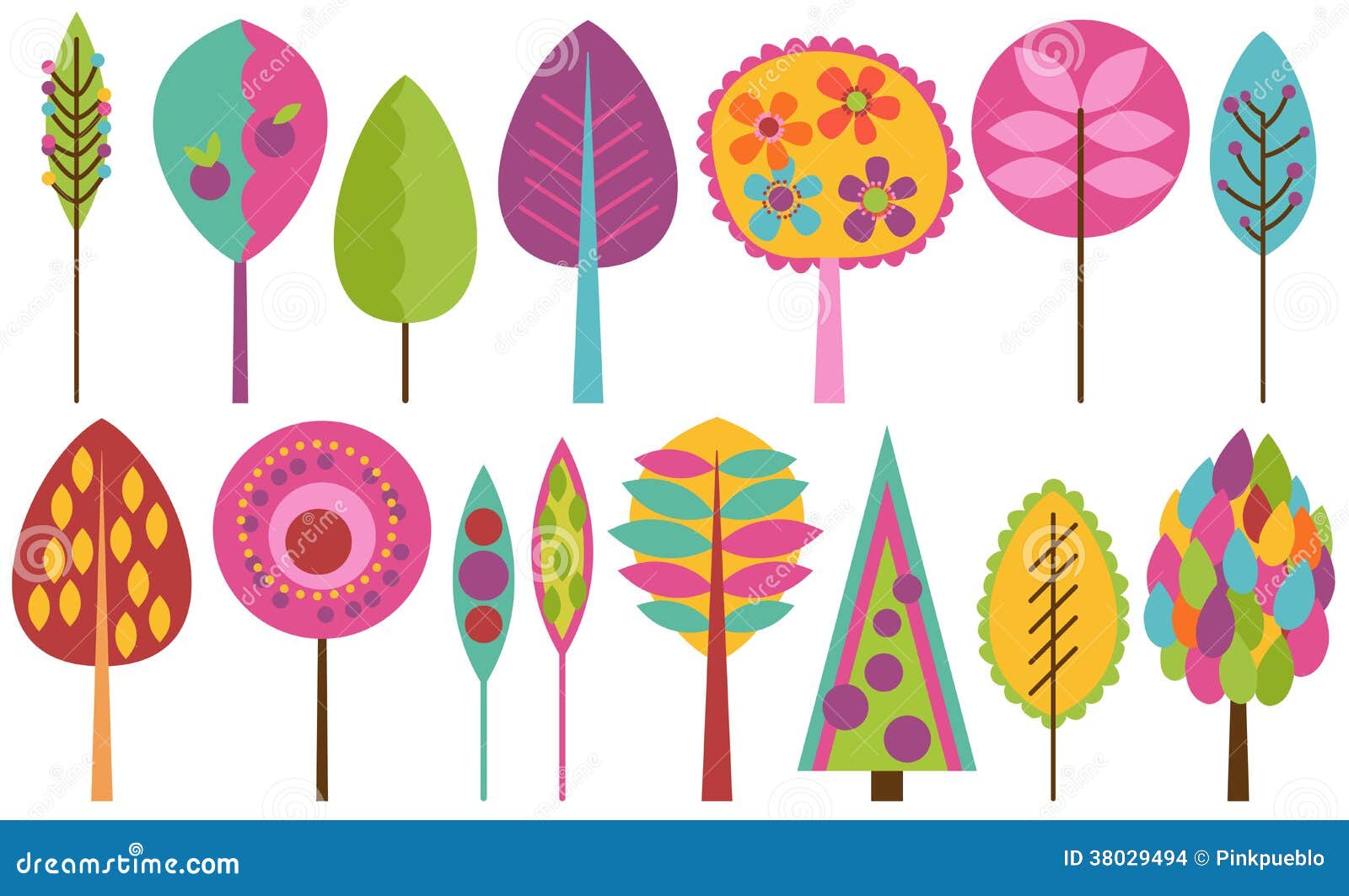 Vector Collection of Funky Retro Stylized Trees Stock Vector ...