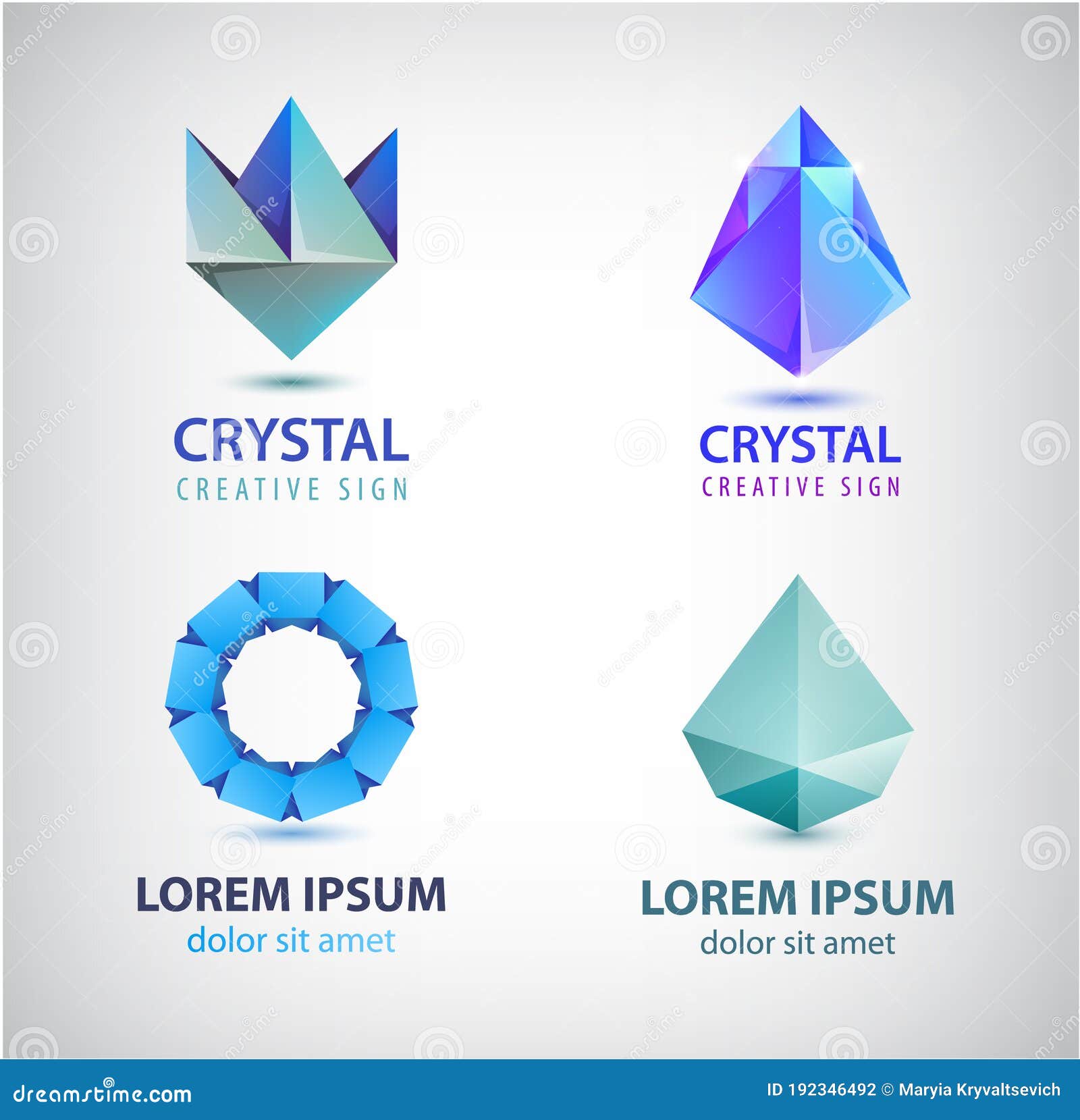 Vector Collection of Geometric Polygon Logos, Abstract Facet Crystal ...