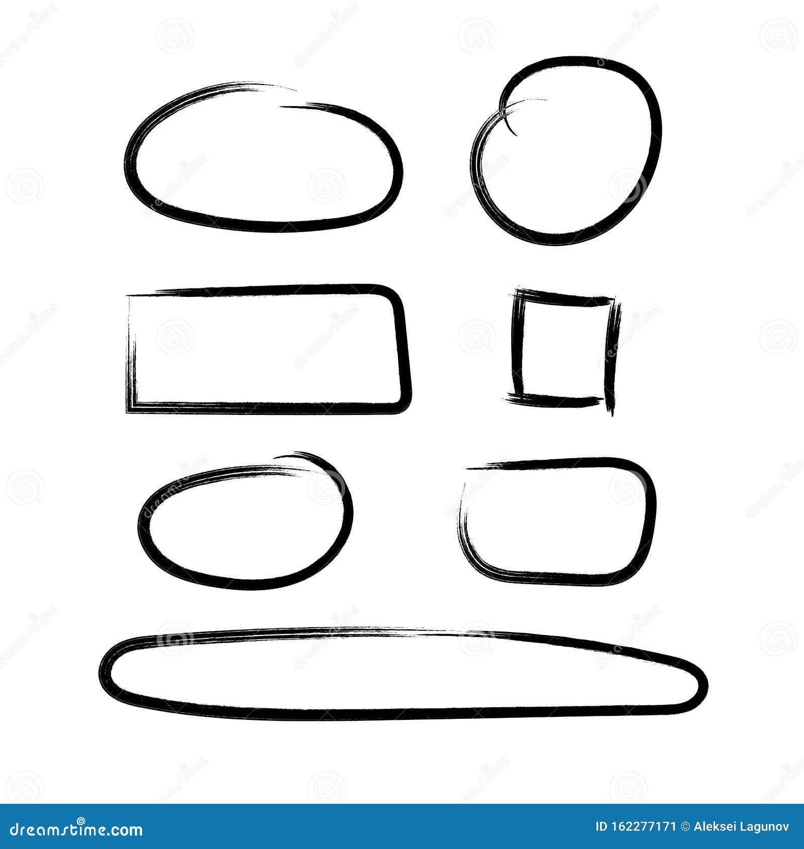 Vector Collection of Grunge Blank Frames, Black Brush Strokes, Hand ...