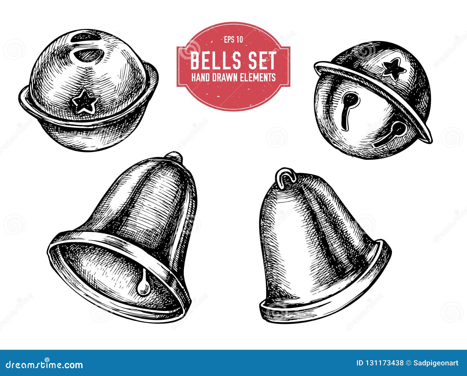Vector Collection of Hand Drawn Bells Stock Vector - Illustration of ...