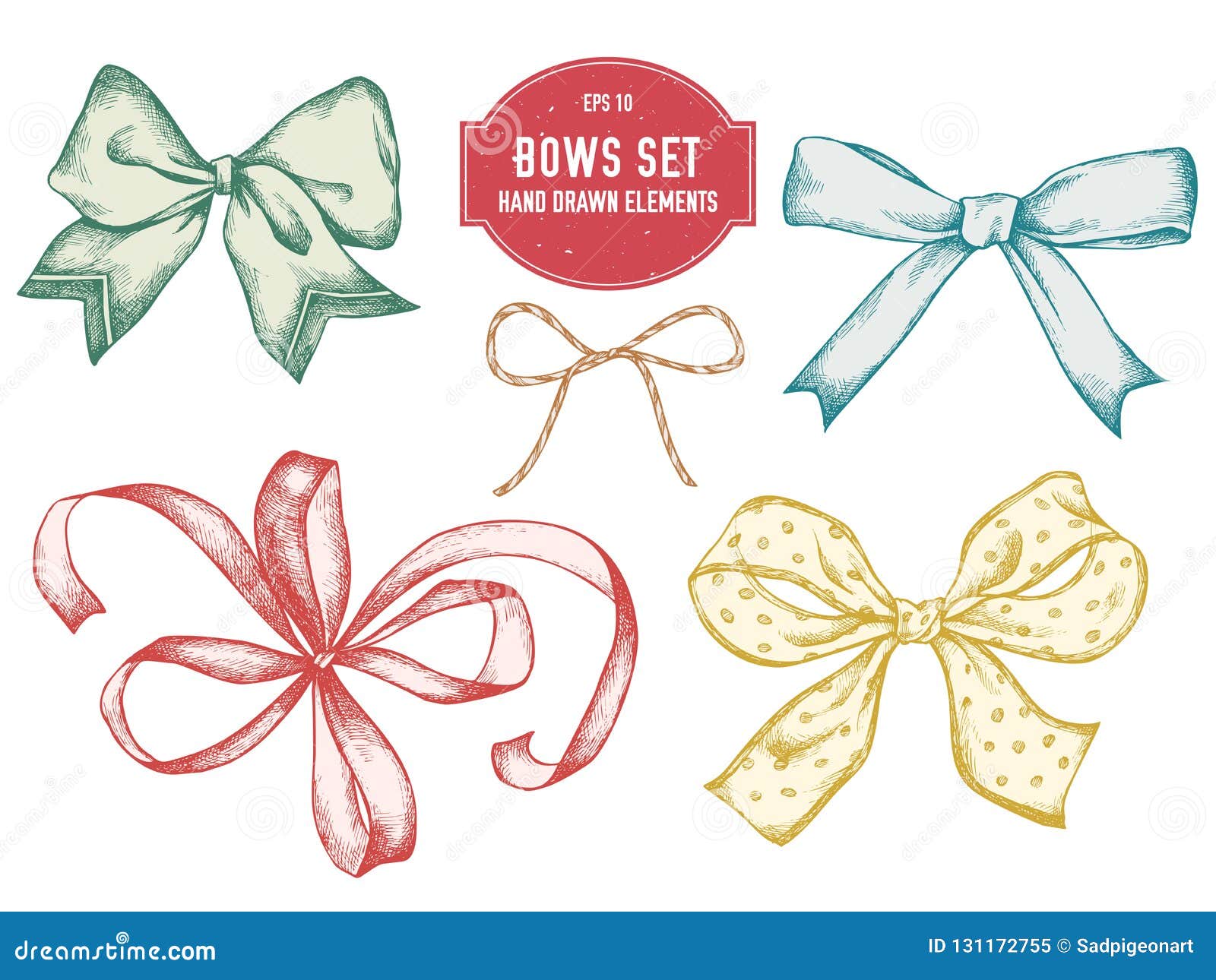 Vector Collection of Hand Drawn Bows Stock Vector - Illustration of ...