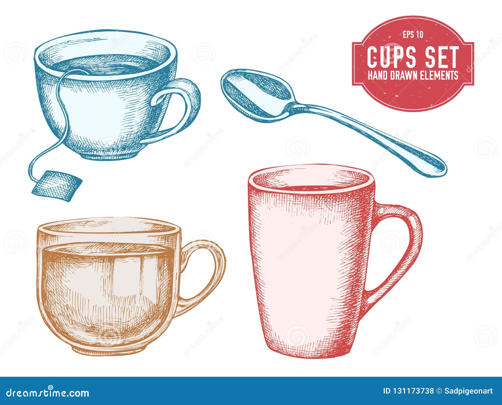 Vector Collection of Hand Drawn Cups Stock Vector - Illustration of ...