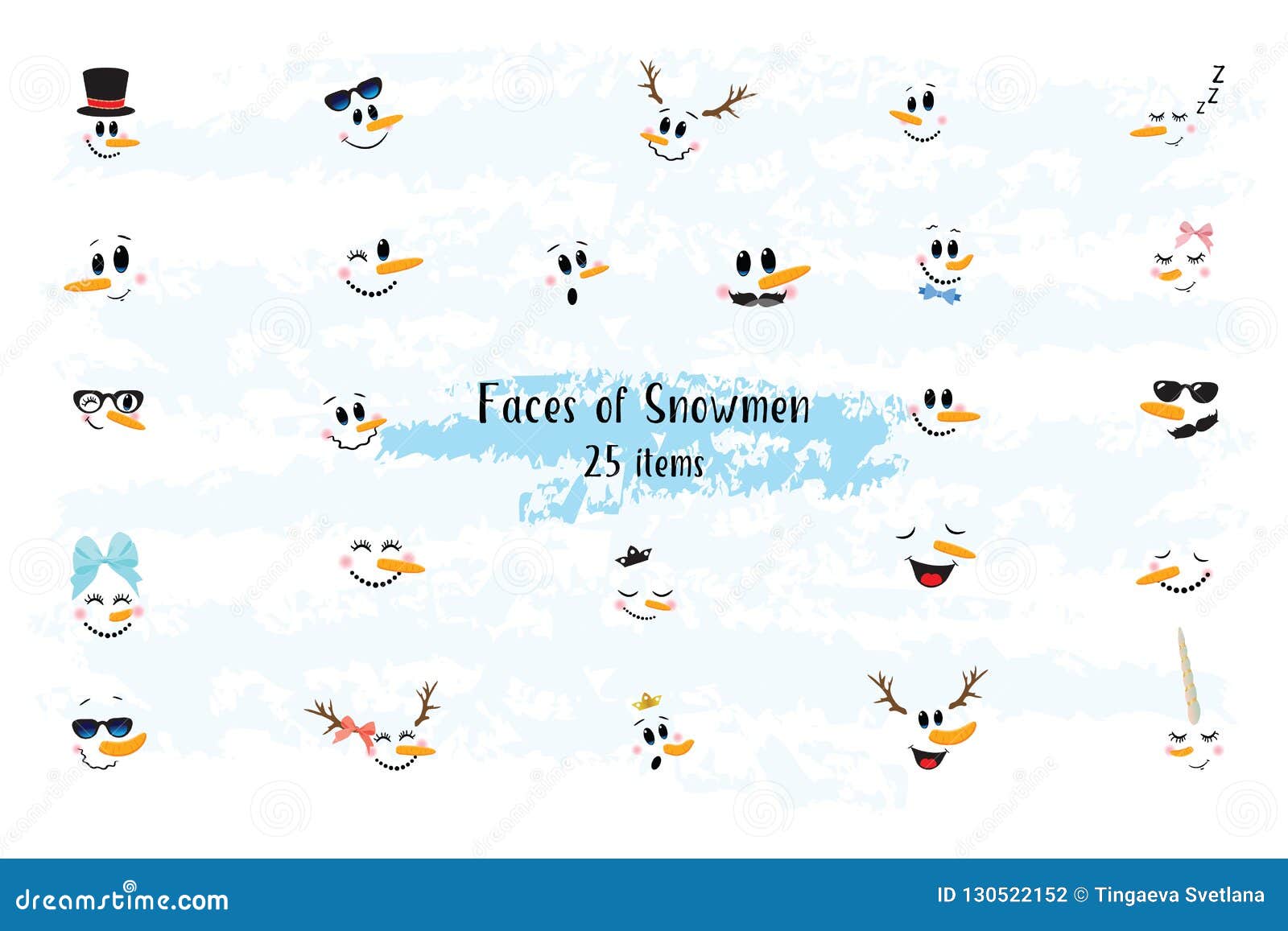 Vector Collection of Hand Drawn Cute Snowman Faces Stock Vector ...