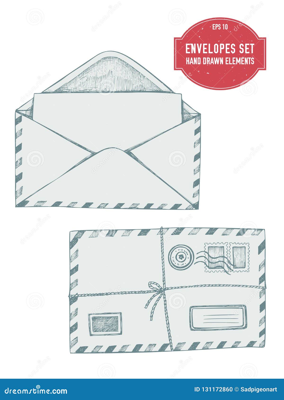 Vector Collection of Hand Drawn Envelopes Stock Vector - Illustration ...