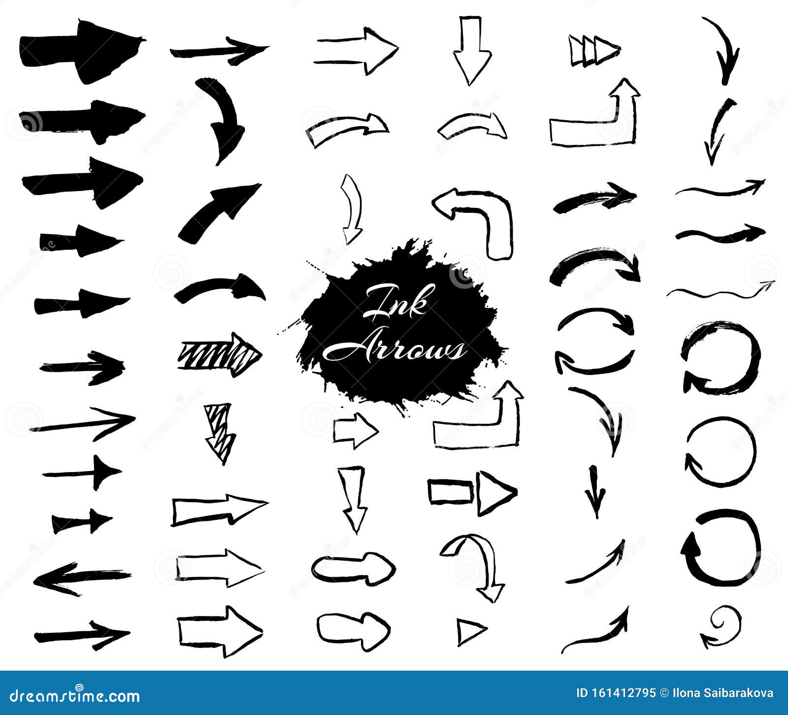 Vector Collection of Hand Drawn Ink Arrows. Vector Eps10. Stock Vector ...