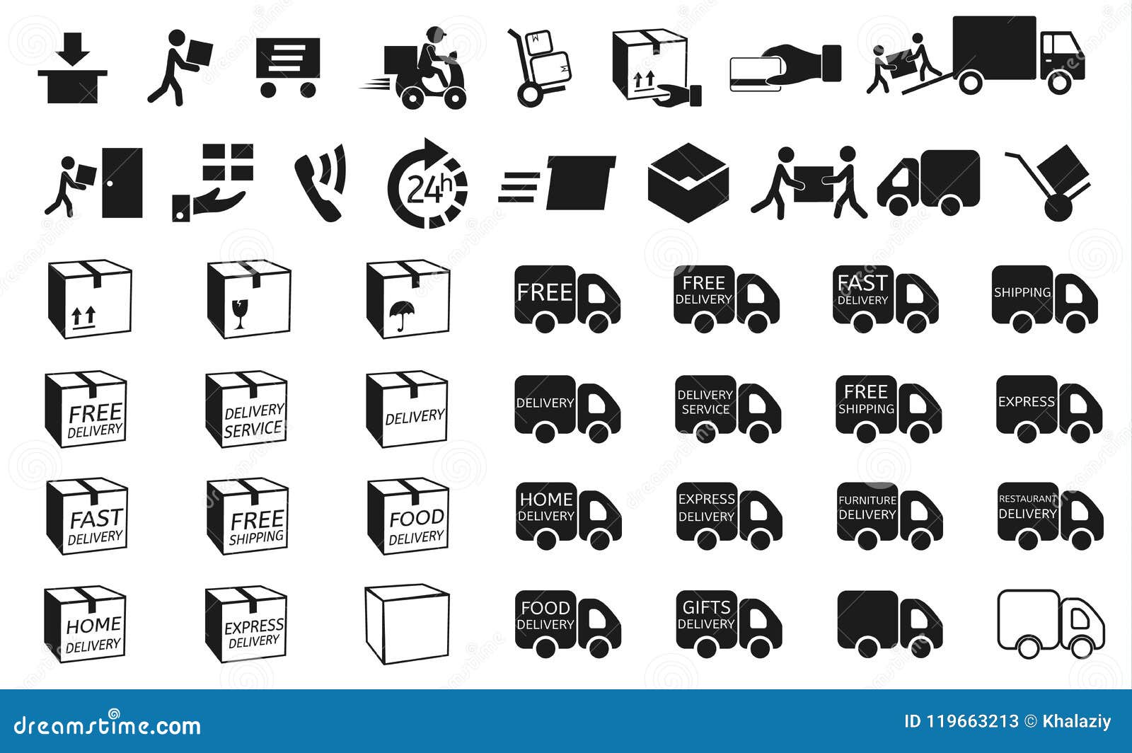 Delivery icons vector set stock vector. Illustration of icons - 119663213