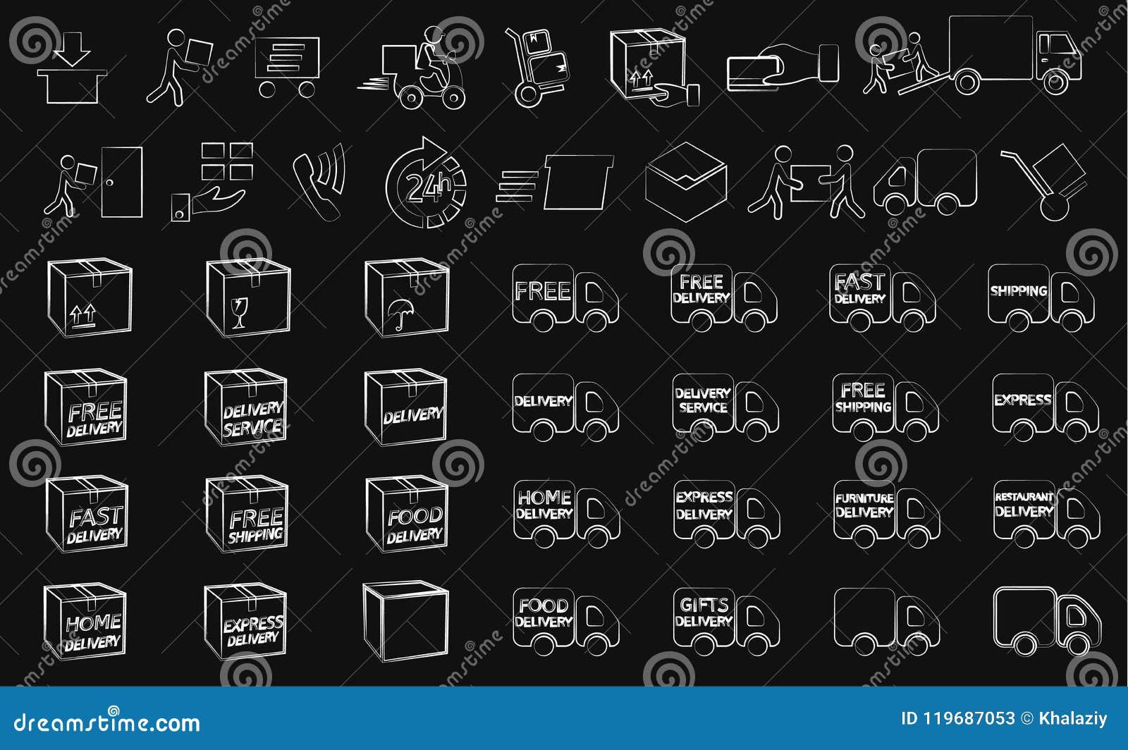 Delivery icons vector set stock vector. Illustration of design - 119687053