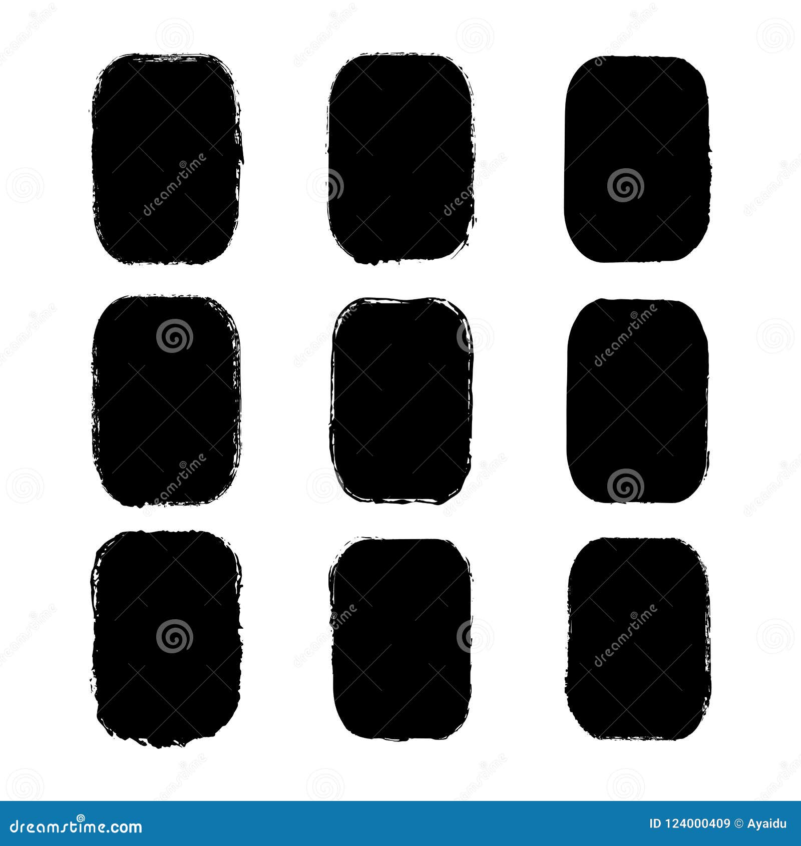 Vector Collection of Ink-drawn Rectangular Grunge Textural Stickers ...