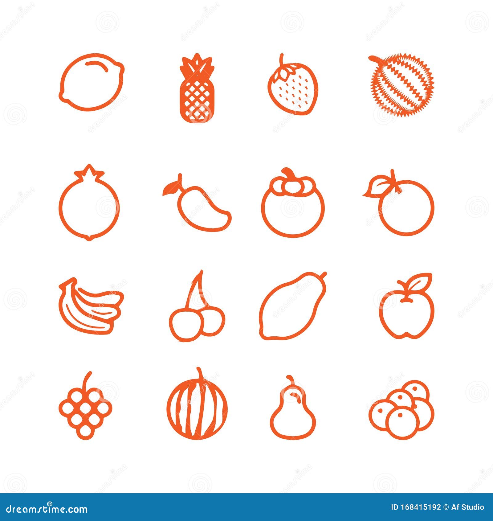 Vector Collection of Isolated Fruit Outline Icons Stock Vector ...