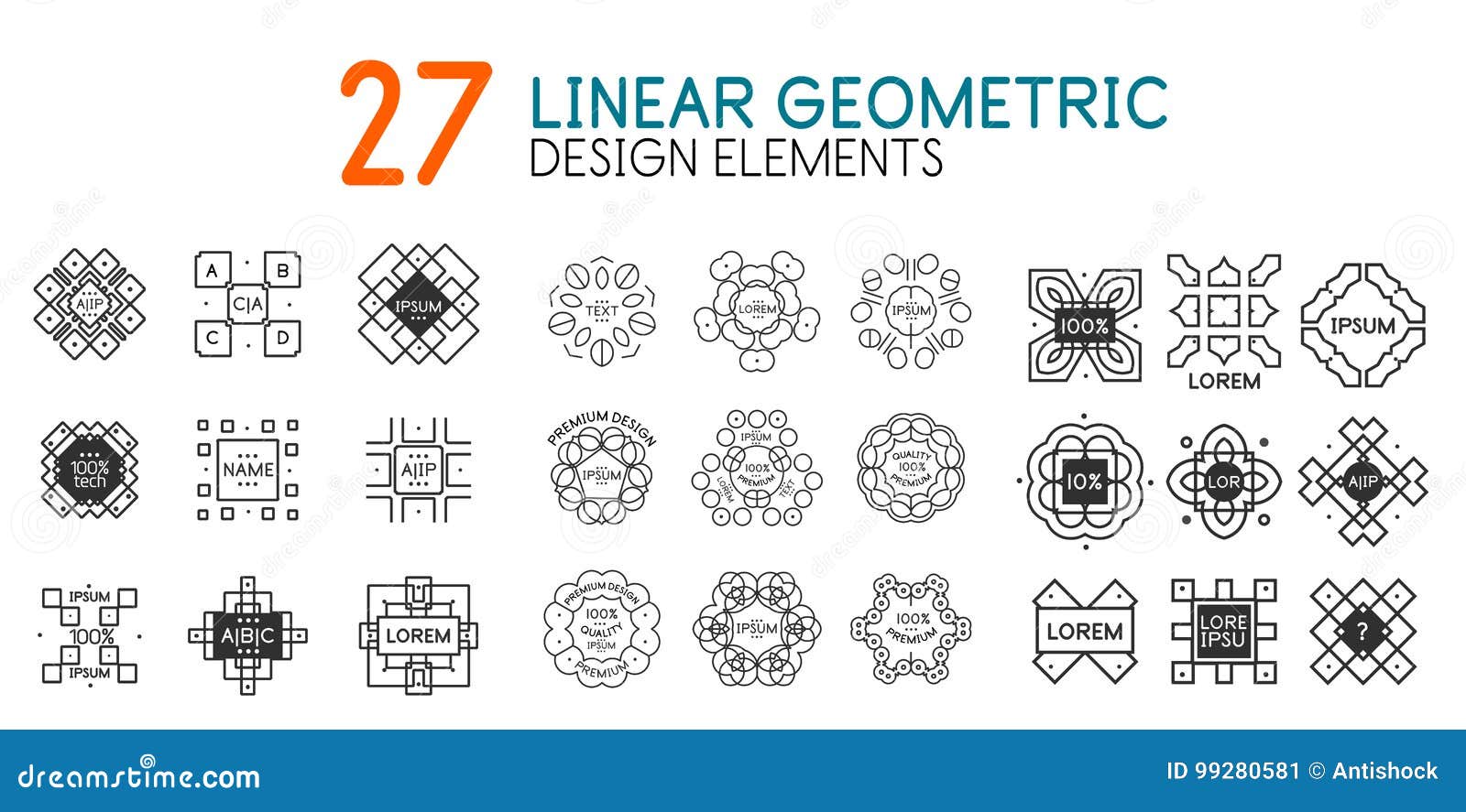 Vector Collection of Linear Geometric Monograms for Your Text. Stock ...