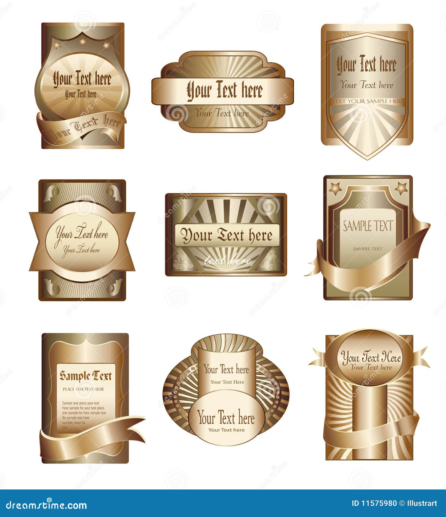 Vector Collection of Luxury Golden Labels Stock Vector - Illustration ...