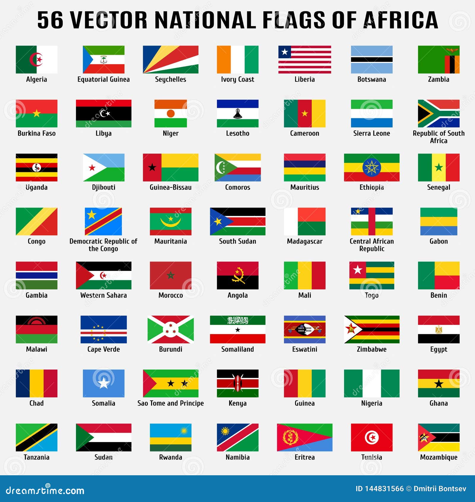 Vector Collection of 56 National Flags of Africa Stock Vector ...