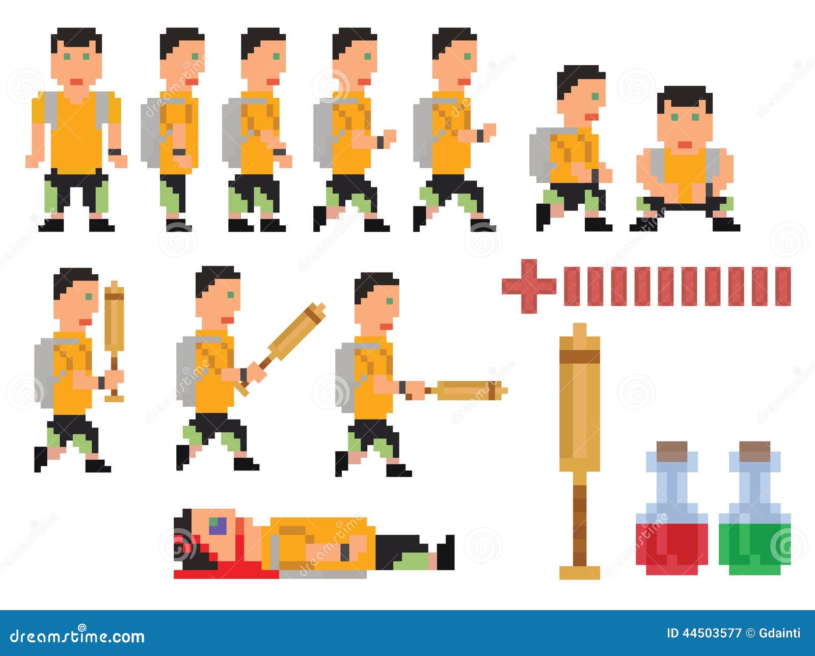 Vector Collection of Pixel Art Style Person Stock Vector - Illustration ...